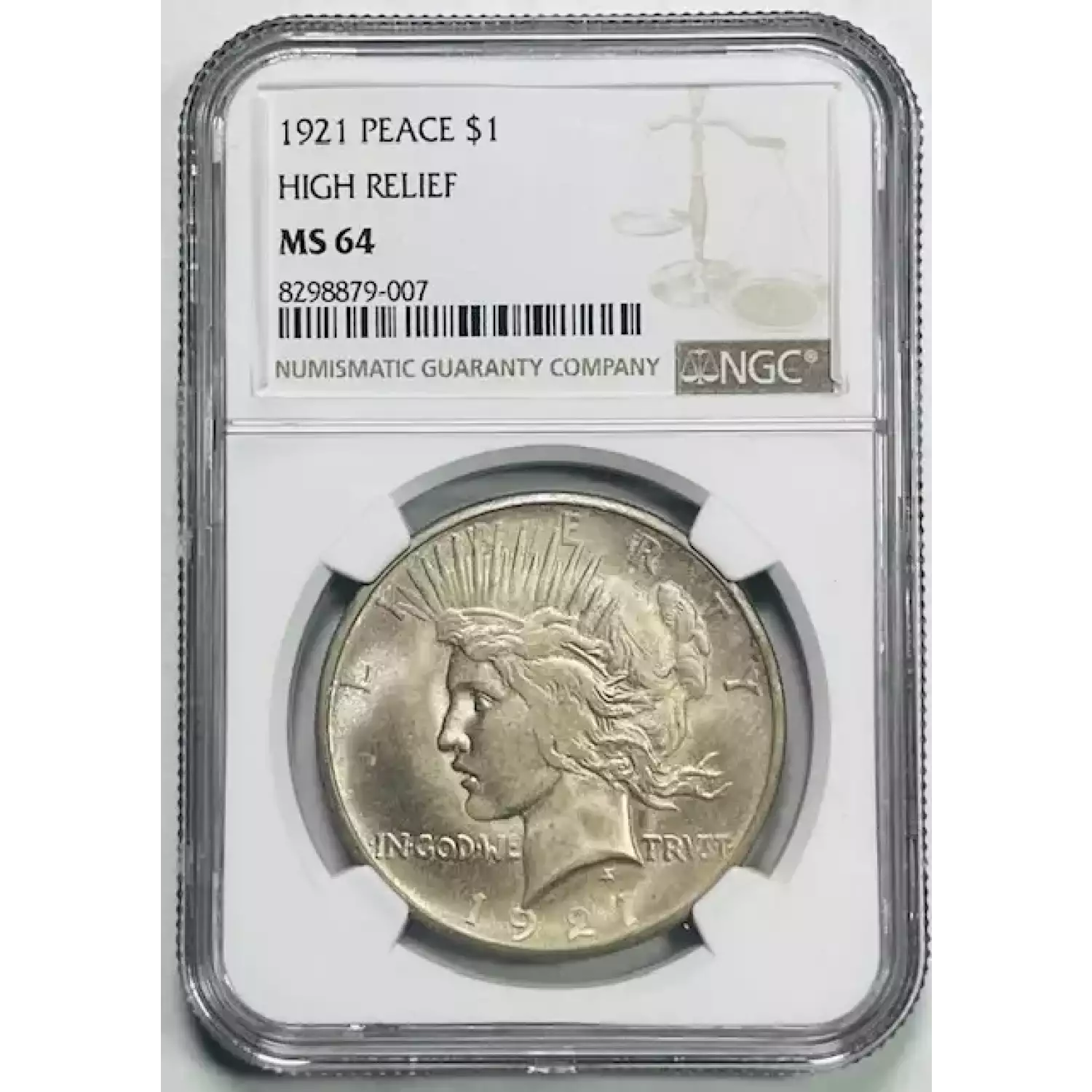 1921 Peace Dollar NGC MS-64 HIGH RELIEF Wow Luster! - Bob Paul Rare Coins