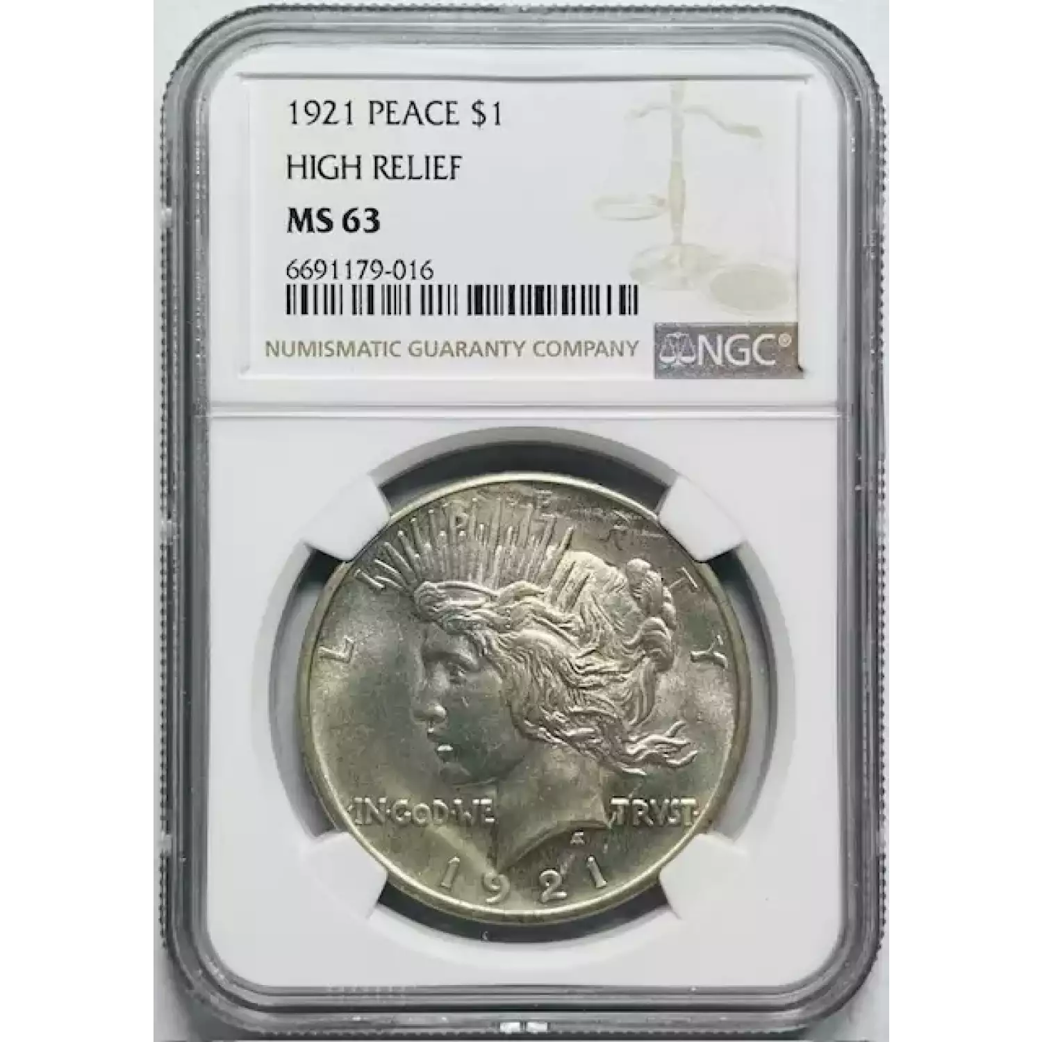 1921 Peace Dollar NGC MS-63 High Relief - Bob Paul Rare Coins