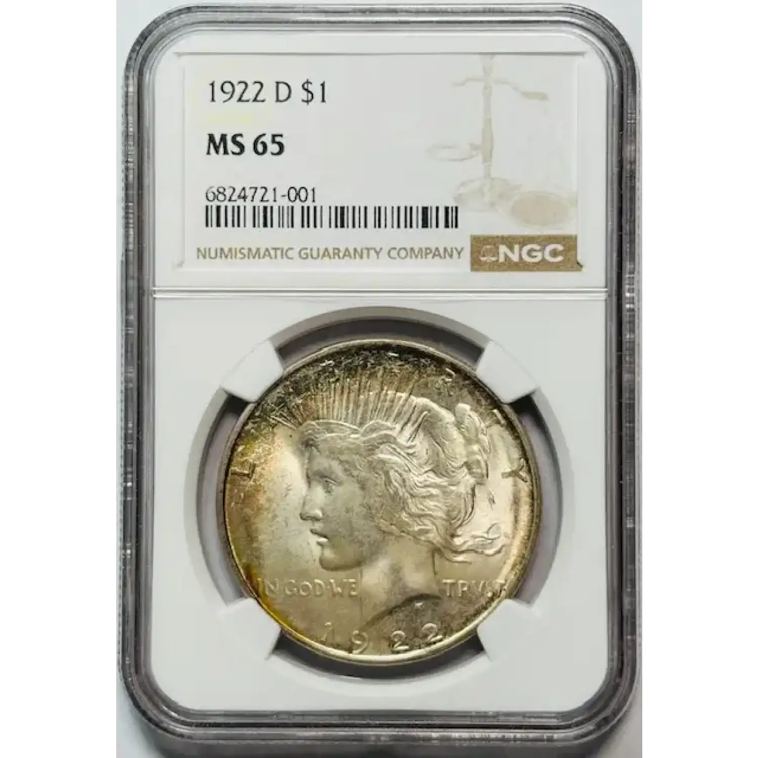 1922-D Peace Dollar NGC MS-65 Original- Pretty - Bob Paul Rare Coins