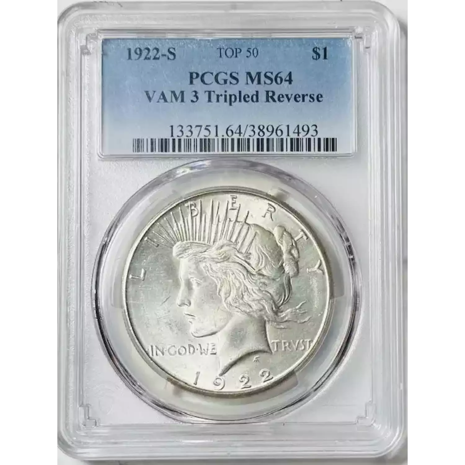 1922-S Peace Dollar PCGS MS-64 VAM 3- Tripled Reverse! RARE VAM! Premium Quality! - Bob Paul ...