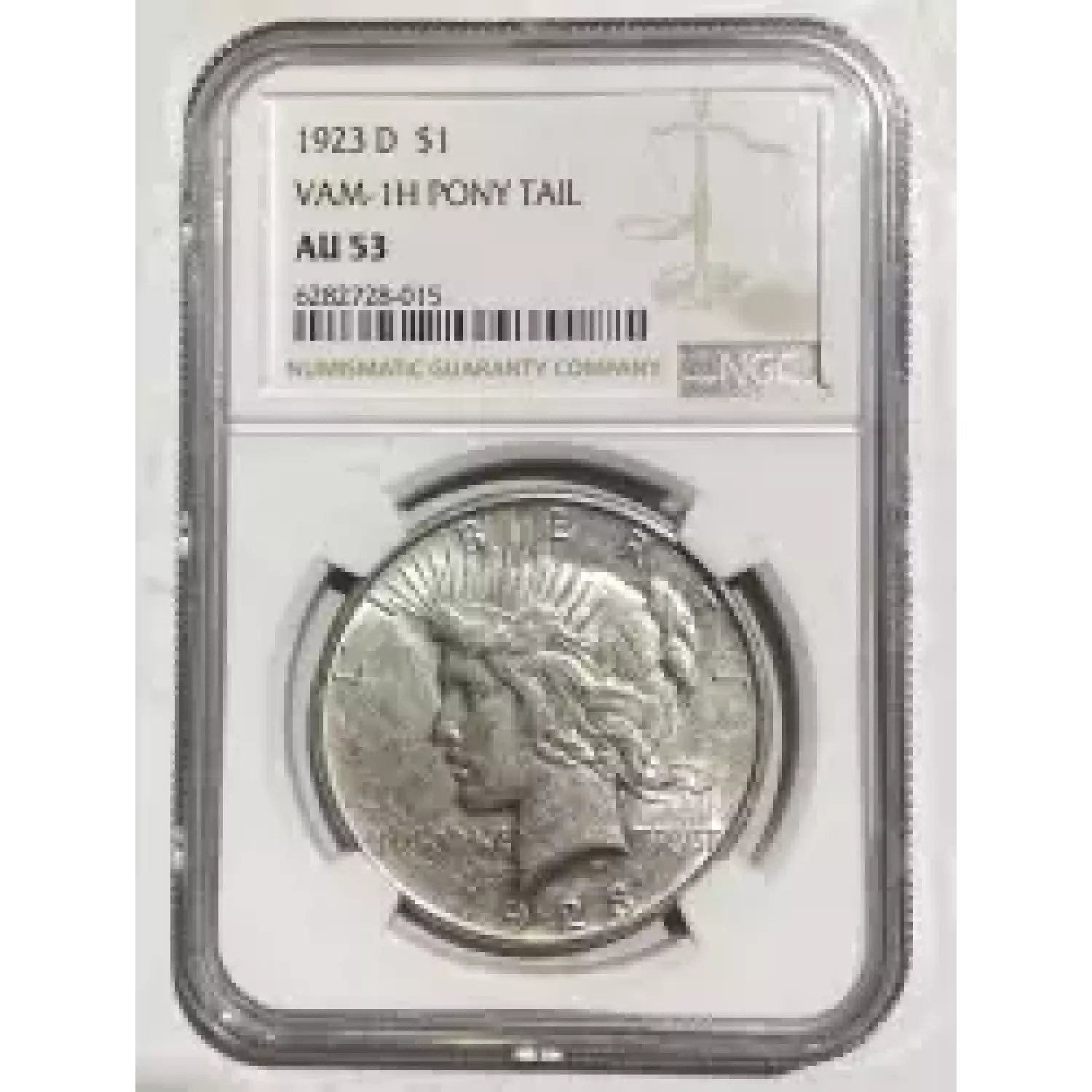 1923-D Peace Dollar NGC AU-53 D VAM-1H PONY TAIL - Bob Paul Rare Coins