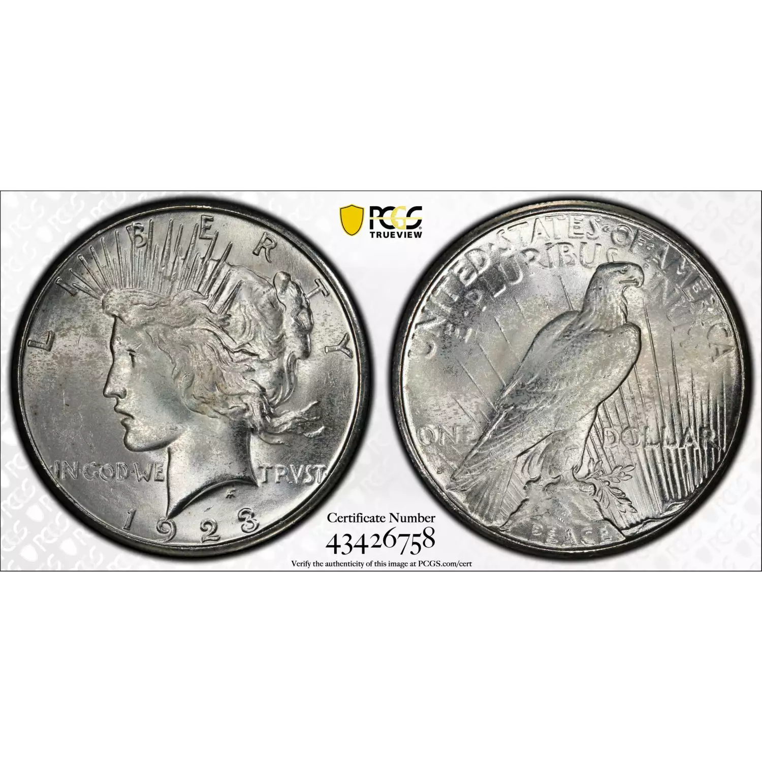 1923-S Peace Dollar PCGS MS-64 - Bob Paul Rare Coins