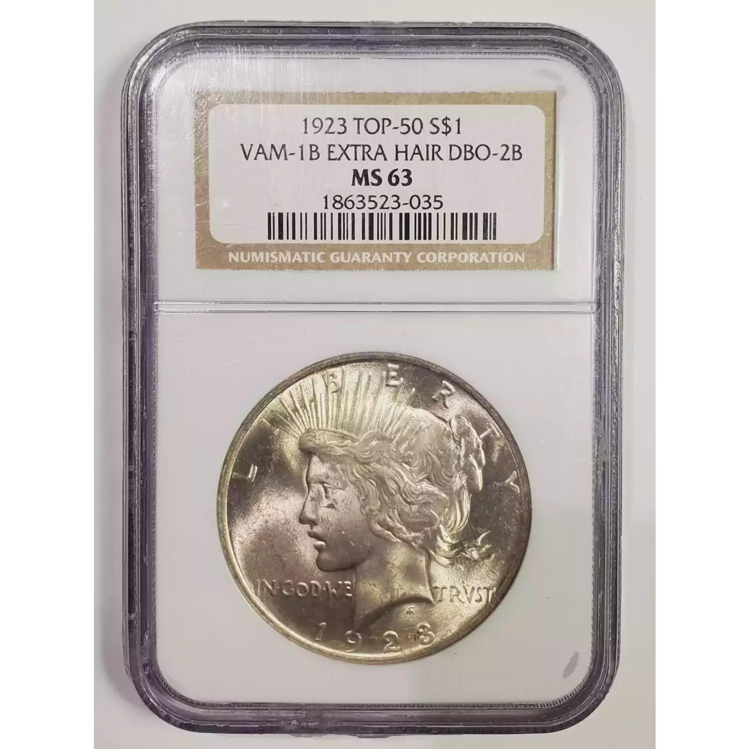 1923 Peace Dollar NGC MS-63 VAM-1B EXTRA HAIR DBO-2B TOP 50 - Bob Paul Rare Coins