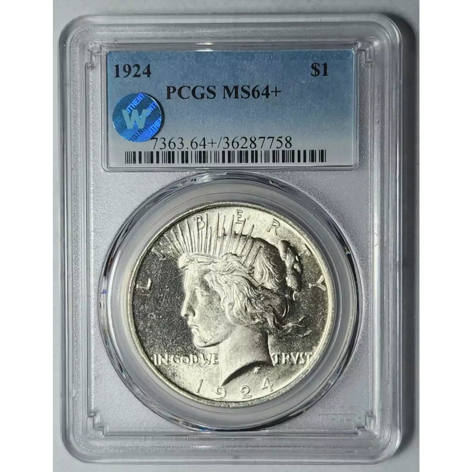 1924 Peace Dollar PCGS MS-64+ Sight White - Bob Paul Rare Coins