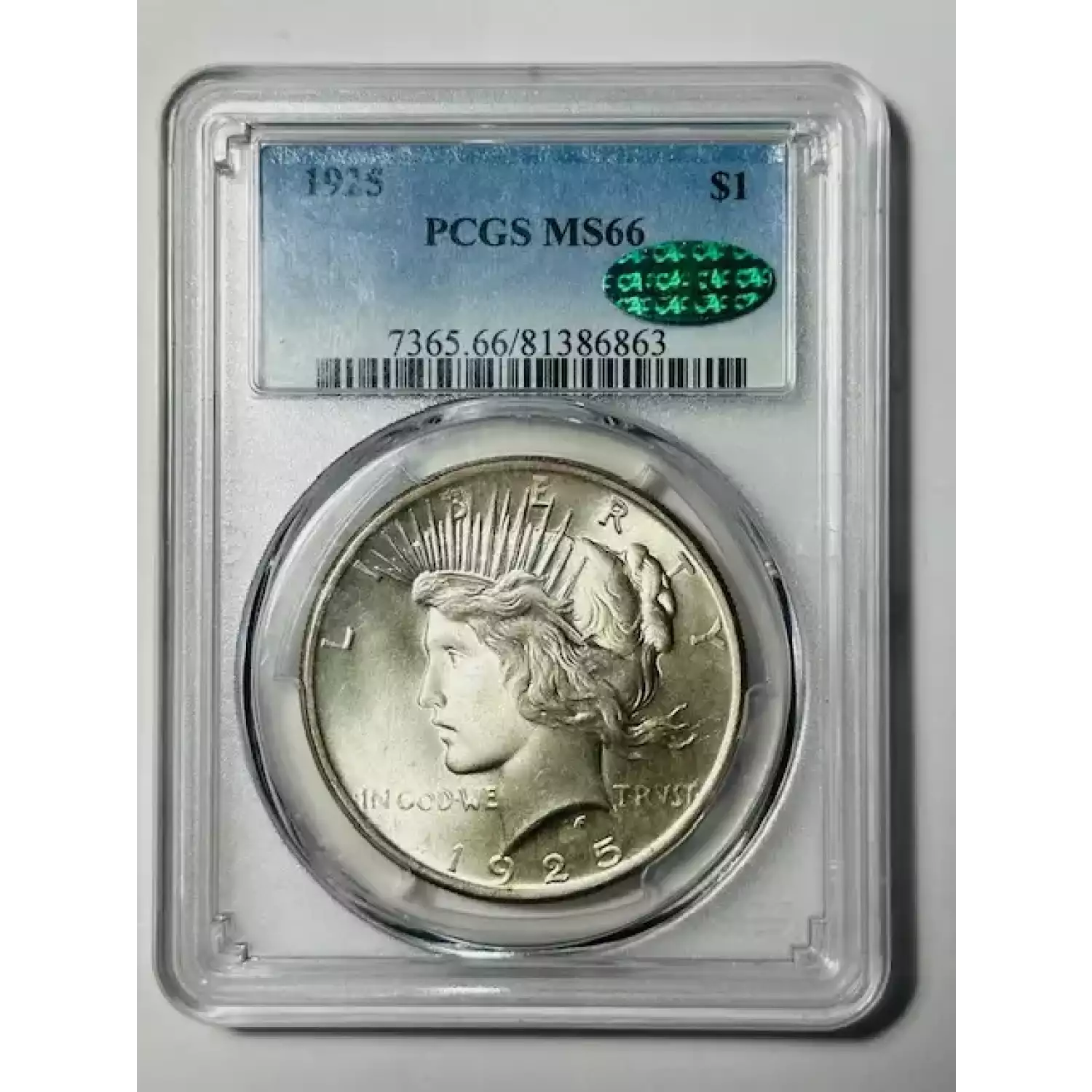 1925 Peace Dollar PCGS MS-66 White- Premium Quality! CAC - Bob Paul ...