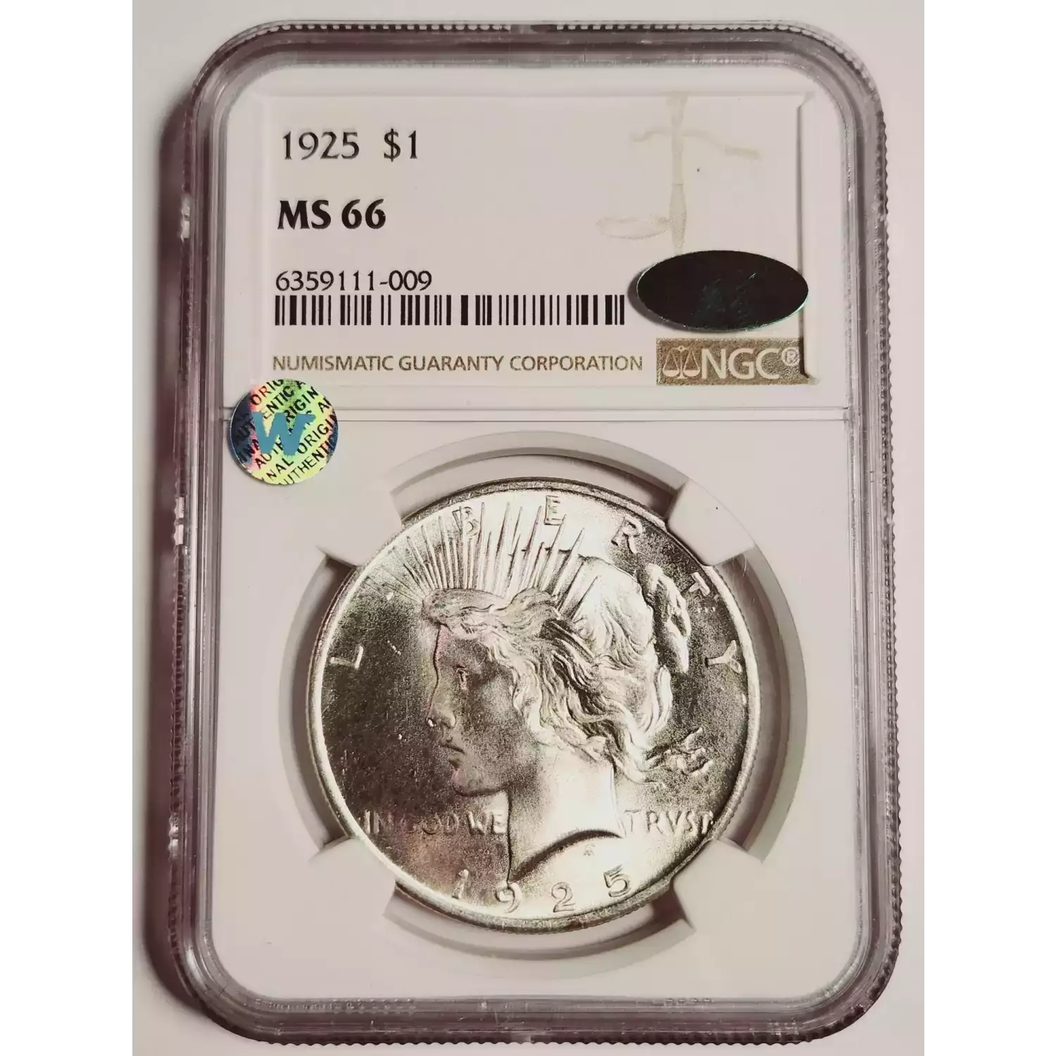 1925 Peace Dollar NGC MS-66 CAC, Sight White - Bob Paul Rare Coins