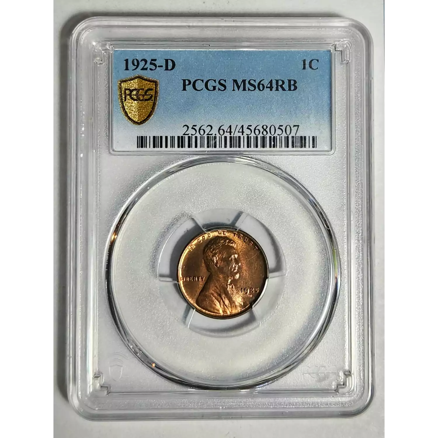 1925-D Small Cents Lincoln, Wheat Ears Reverse PCGS MS-64 RB - VERY ORIGINAL - Bob Paul Rare Coins