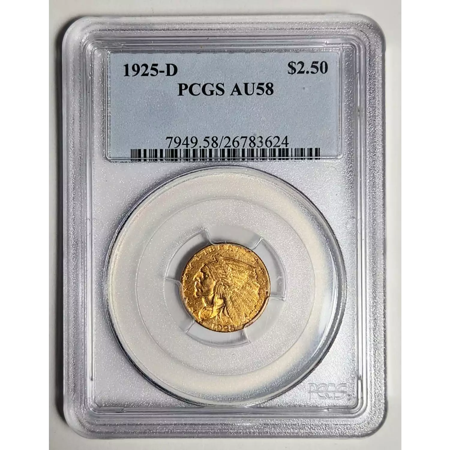 1925-D Gold Quarter Eagles $2 1/2 Indian Head PCGS AU-58 - Bob Paul Rare Coins