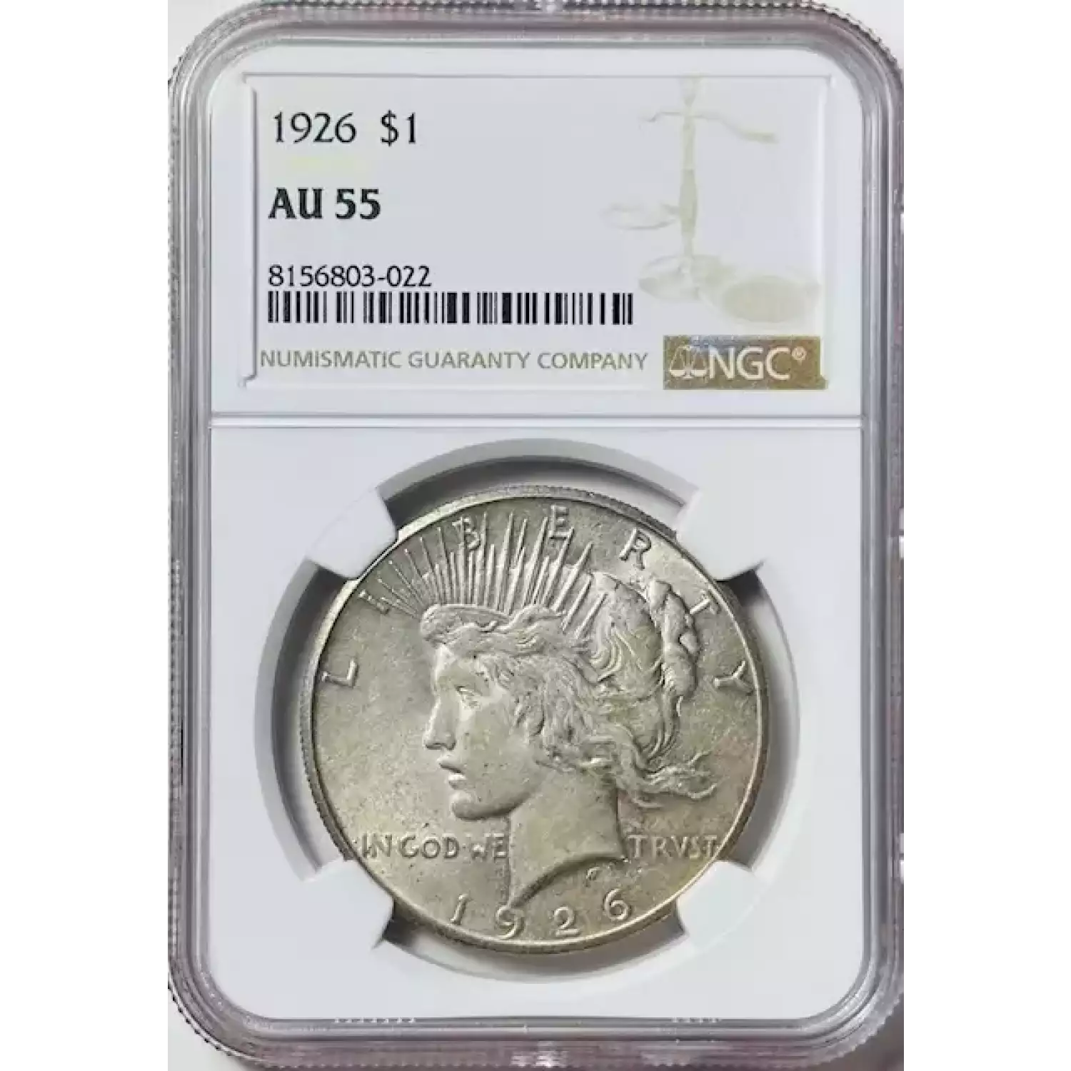 1926 Peace Dollar NGC AU-55 - Bob Paul Rare Coins