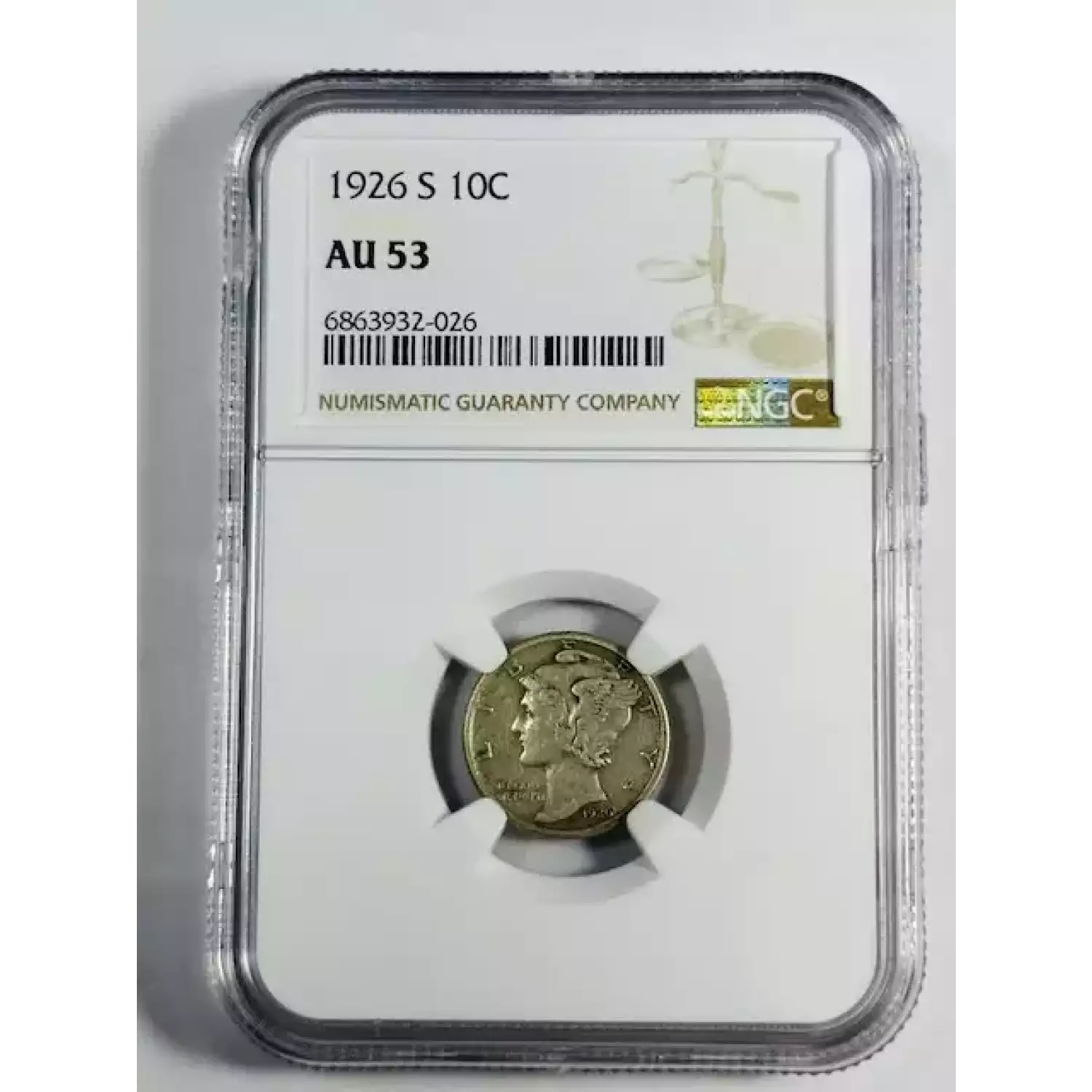 1926-S Mercury Dime NGC AU-53 - Bob Paul Rare Coins