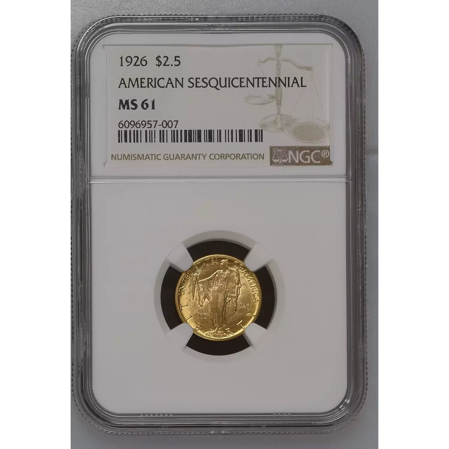 1926 Gold $2.5 Sesquicentennial NGC MS-61 AMERICAN SESQUICENTENNIAL ...
