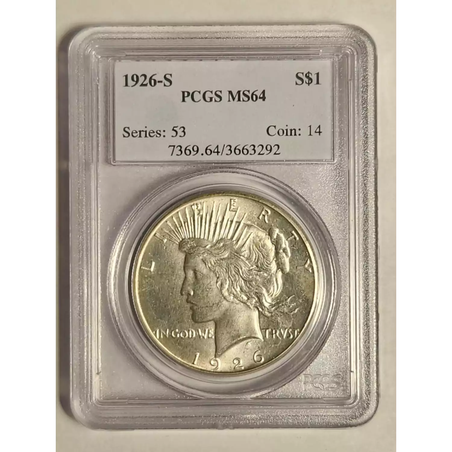 1926-S Peace Dollar PCGS MS-64 - CLEAN LOOK! - Bob Paul Rare Coins