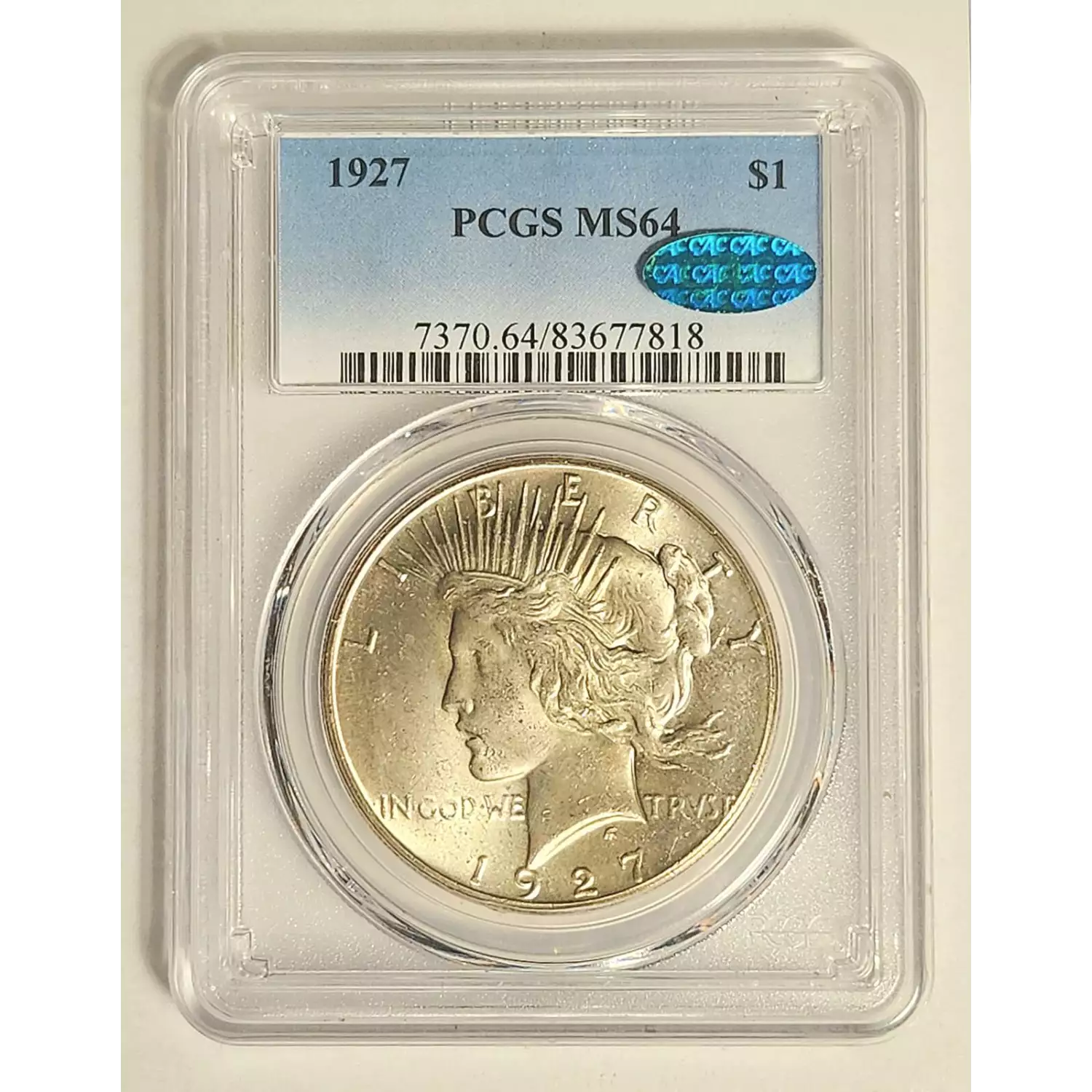 1927 Peace Dollar PCGS MS-64 CAC - Bob Paul Rare Coins