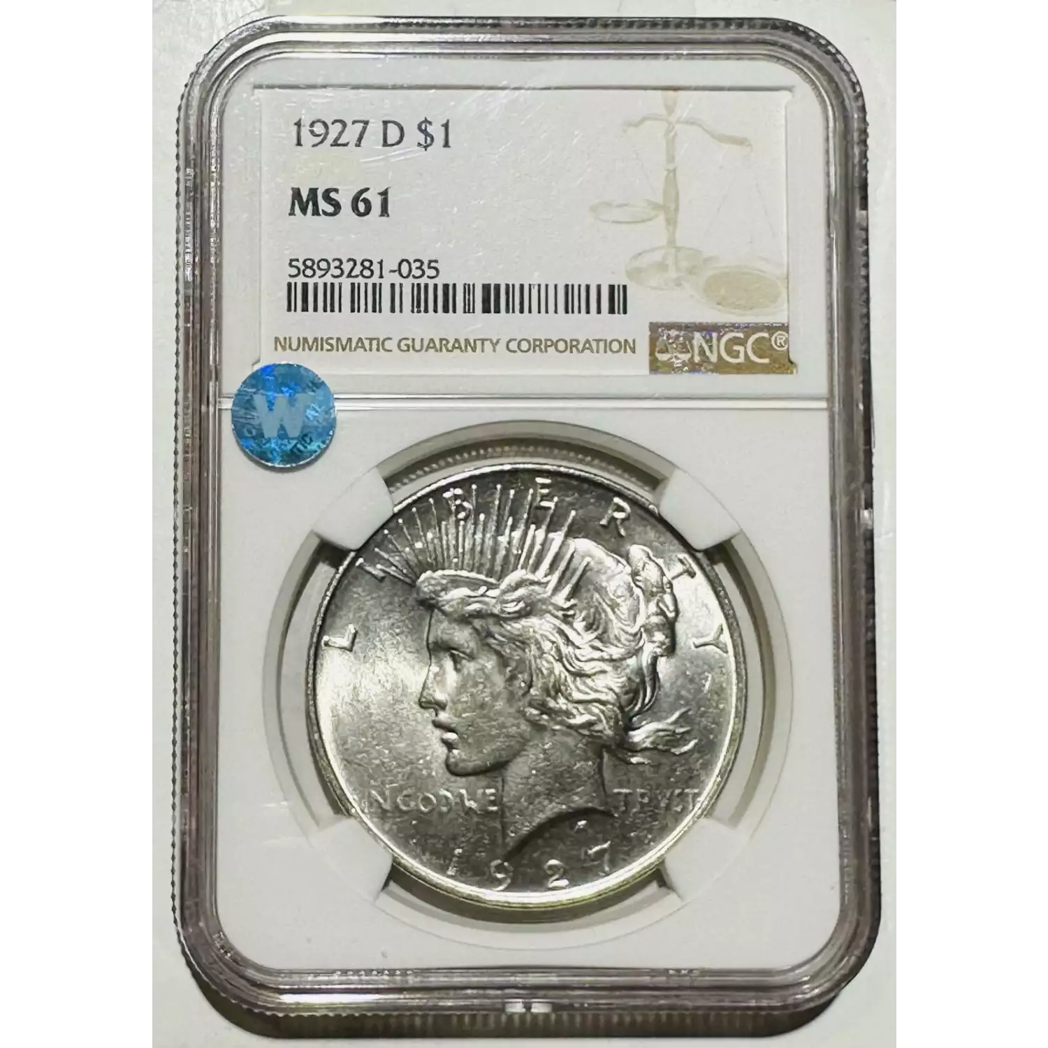 1927-D Peace Dollar NGC MS-61 Sight White - Bob Paul Rare Coins