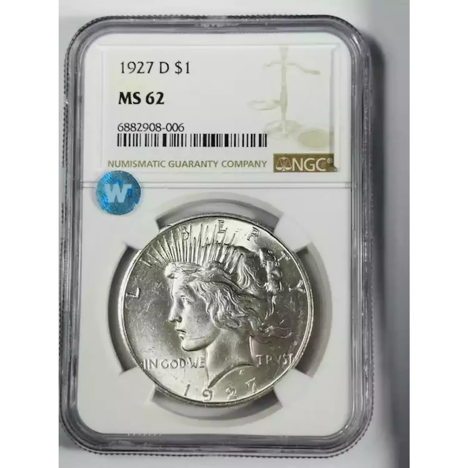 1927-D Peace Dollar NGC MS-62 Sight White - Bob Paul Rare Coins