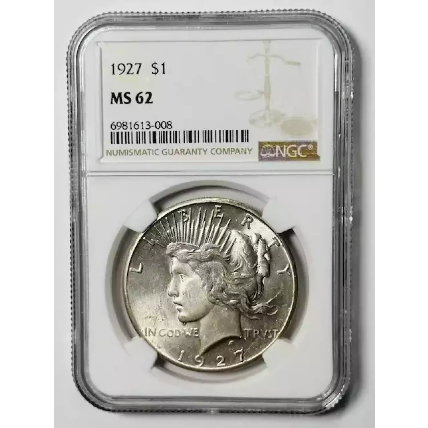 1927 Peace Dollar NGC MS-62 White Peace dollar! - Bob Paul Rare Coins