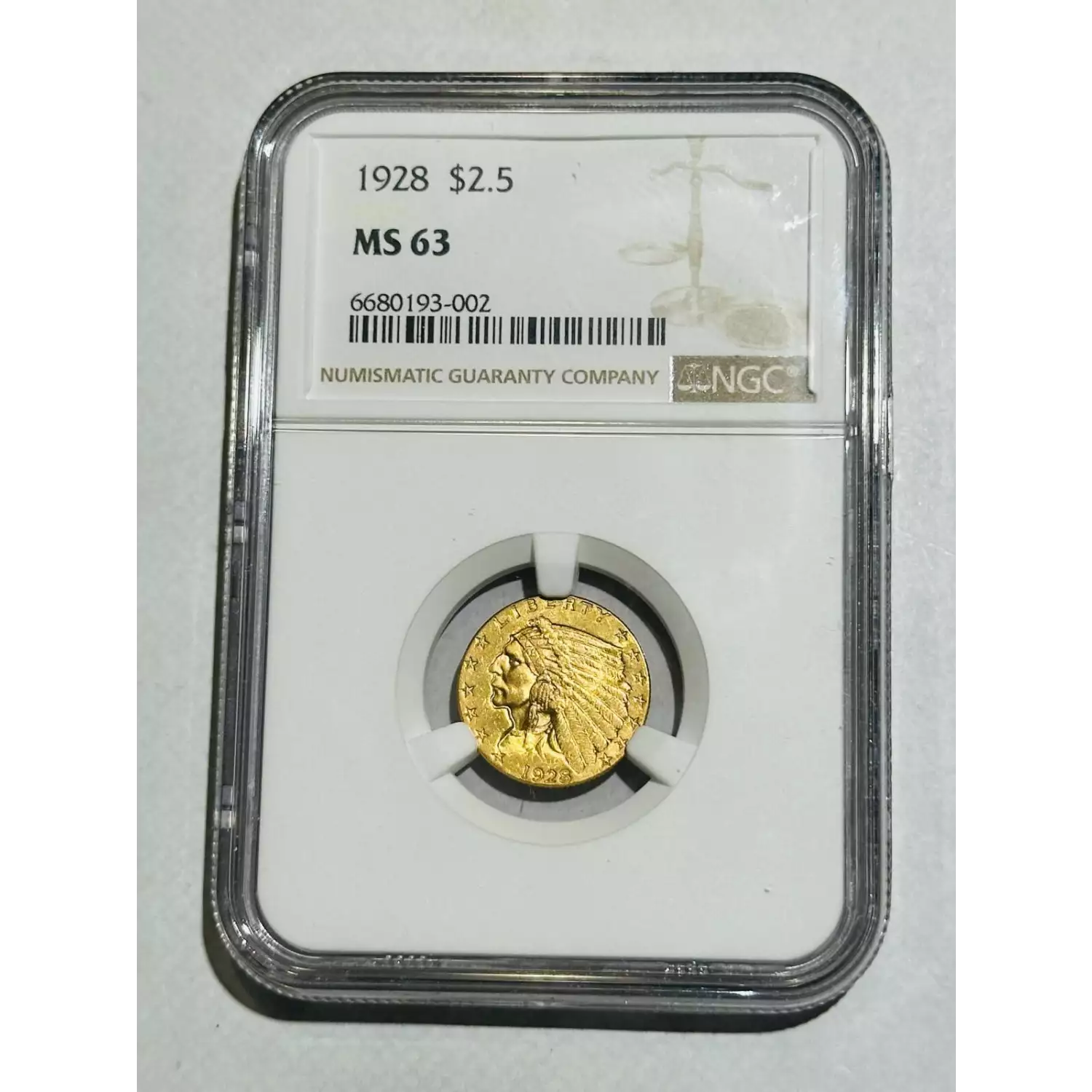 1928 Gold Quarter Eagles $2 1/2 Indian Head NGC MS-63 - Bob Paul Rare Coins