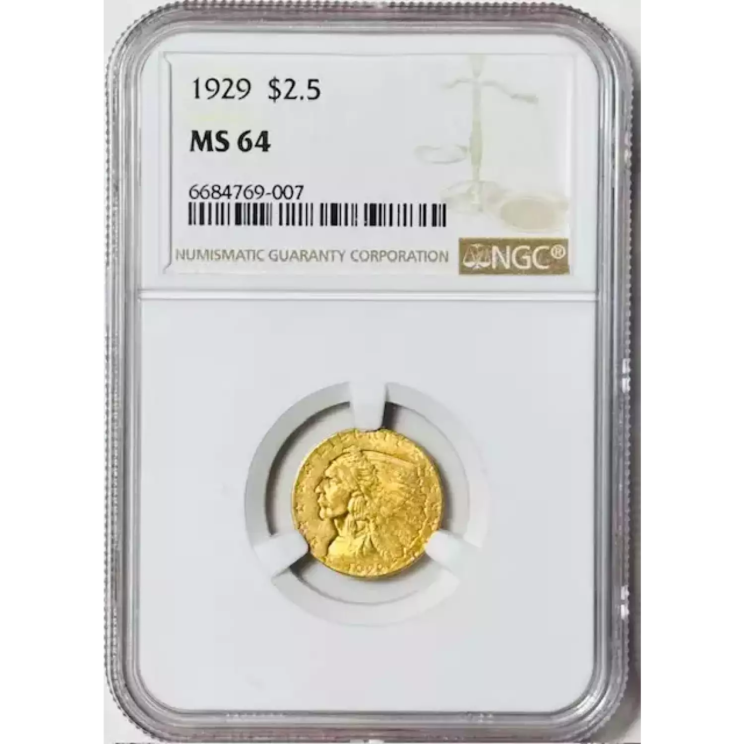 1929 Gold Quarter Eagles $2 1/2 Indian Head NGC MS-64 BIG spread to MS ...