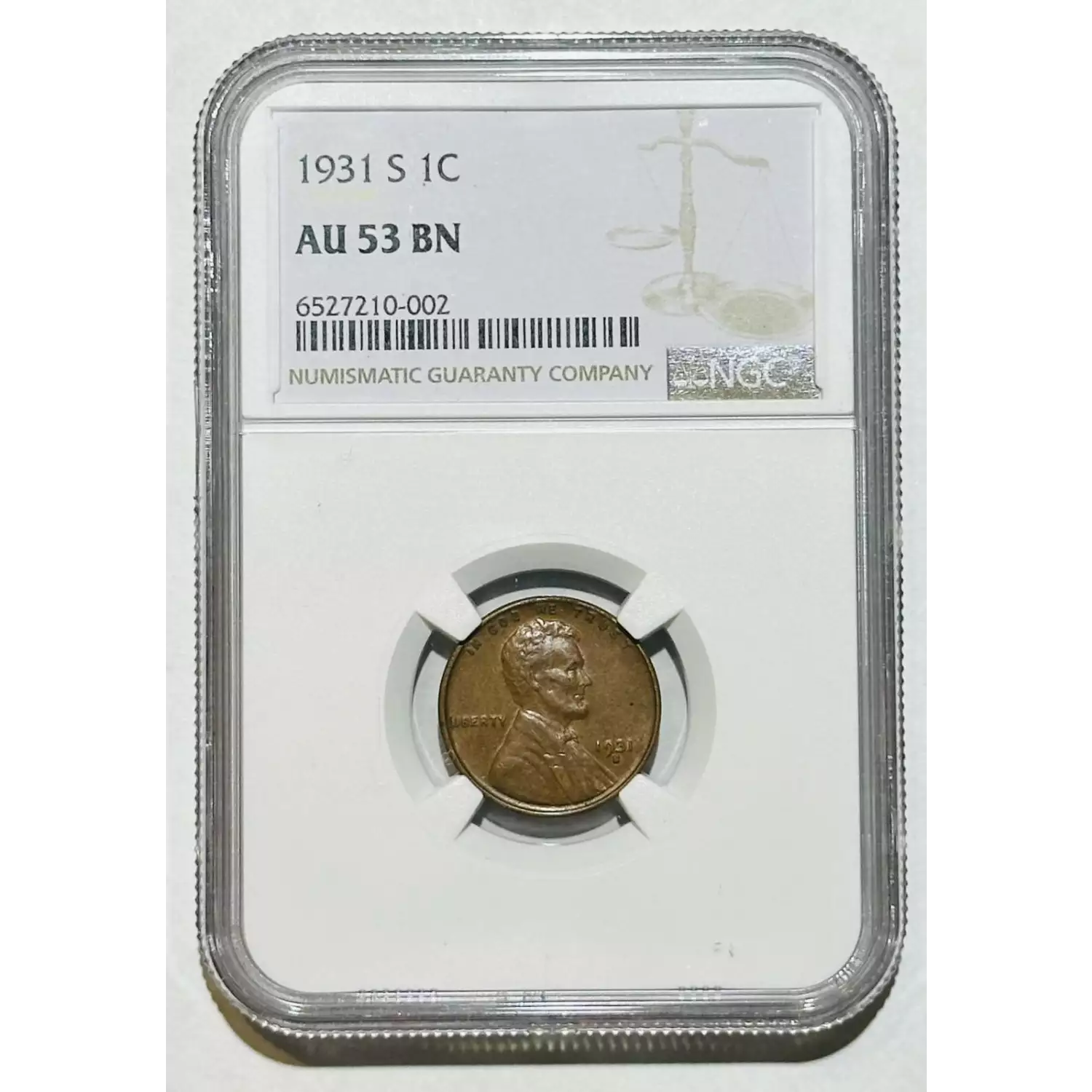 1931-S Small Cents Lincoln, Wheat Ears Reverse NGC AU-53 BN - Bob Paul Rare Coins