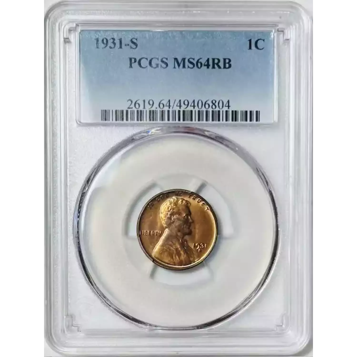 1931-S Small Cents Lincoln, Wheat Ears Reverse PCGS MS-64 RB - Bob Paul ...