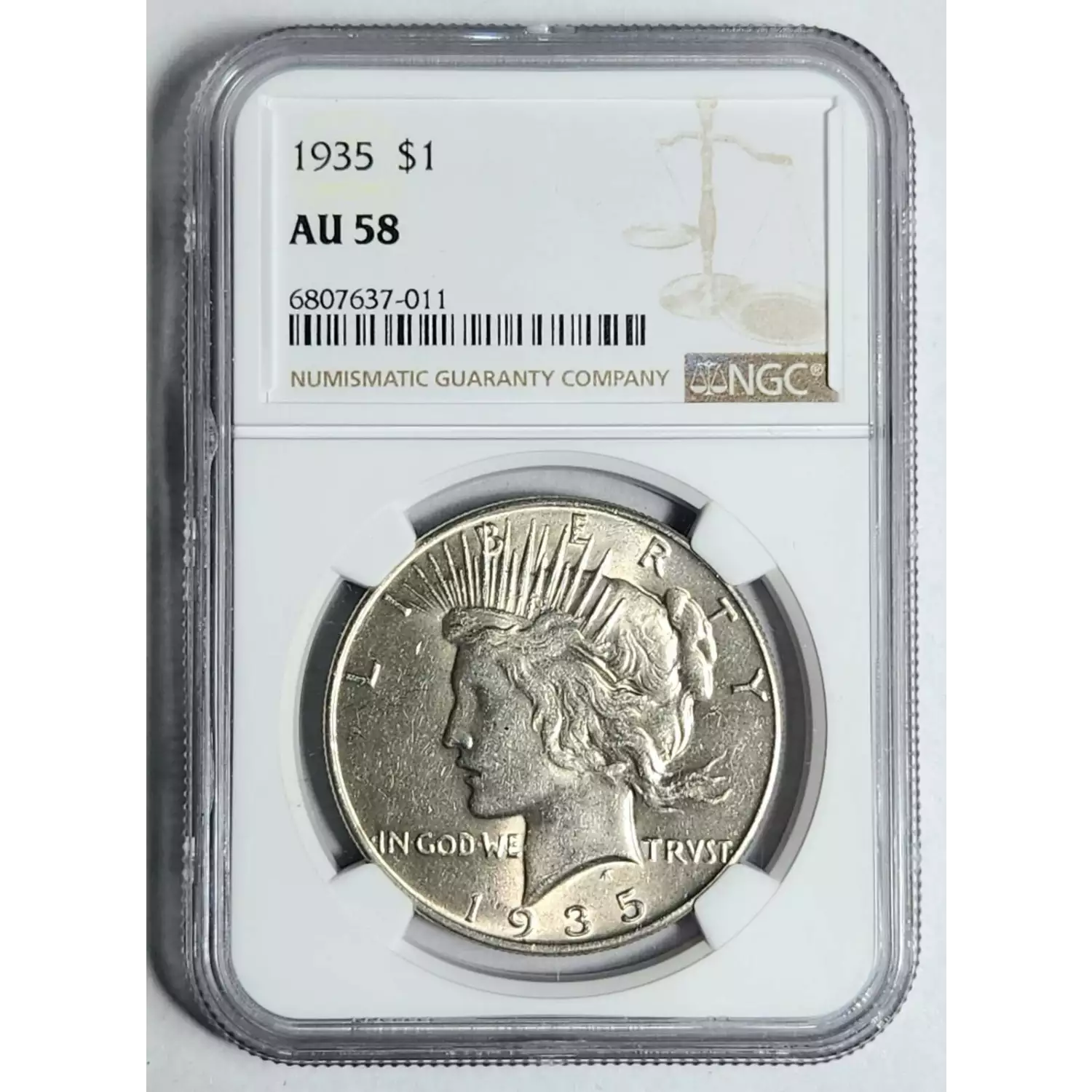 1935 Peace Dollar NGC AU-58 - Bob Paul Rare Coins