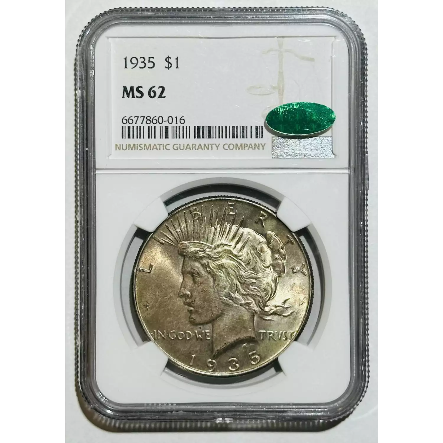 1935 Peace Dollar NGC MS-62 CAC - Bob Paul Rare Coins