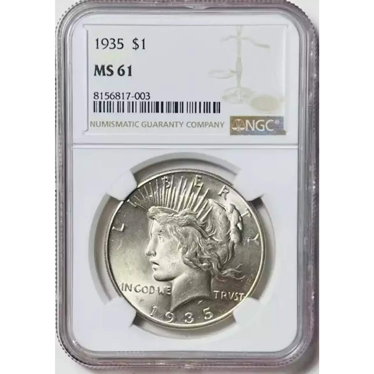 1935 Peace Dollar NGC MS-61 - Bob Paul Rare Coins