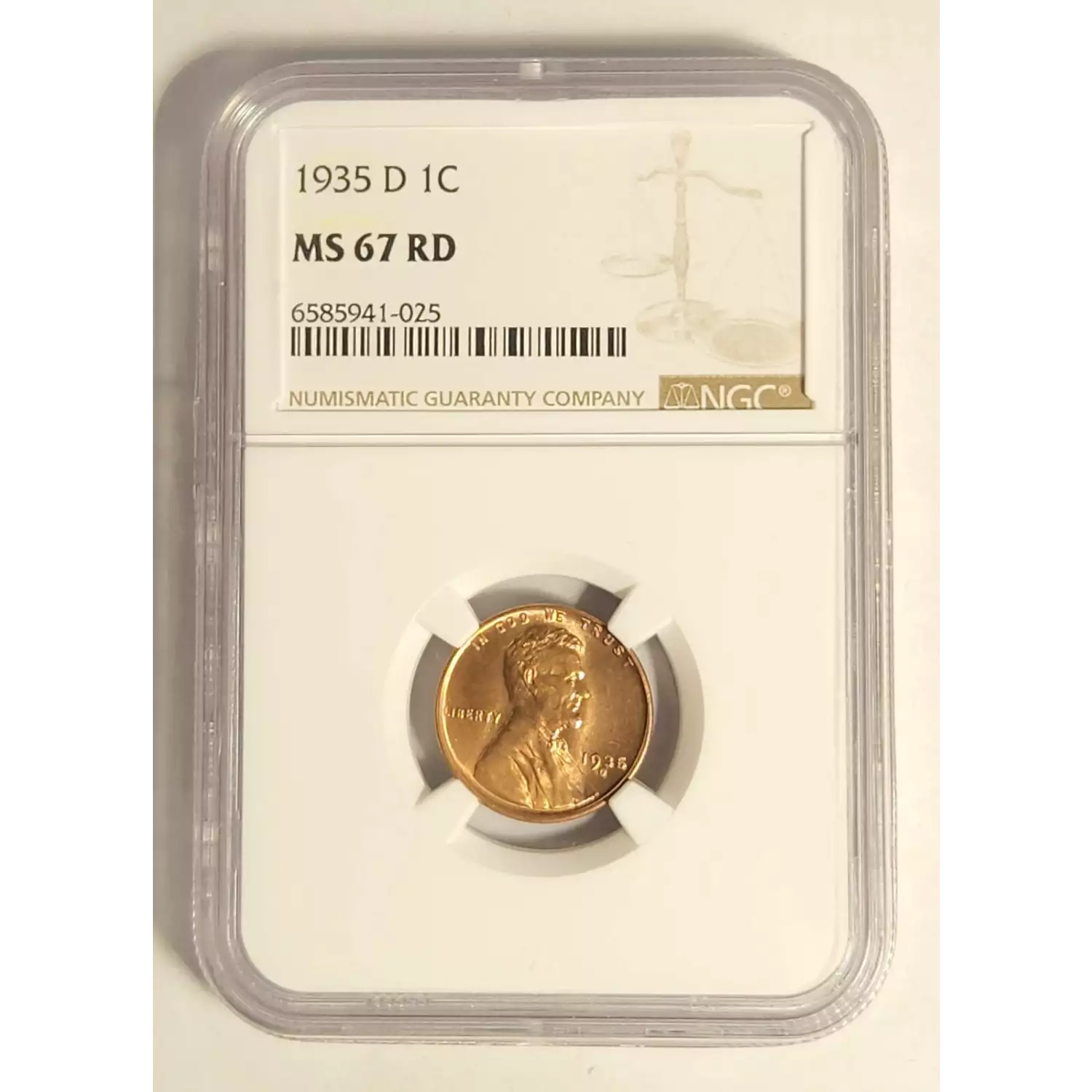 1935-D Small Cents Lincoln, Wheat Ears Reverse NGC MS-67 RD - Bob Paul ...