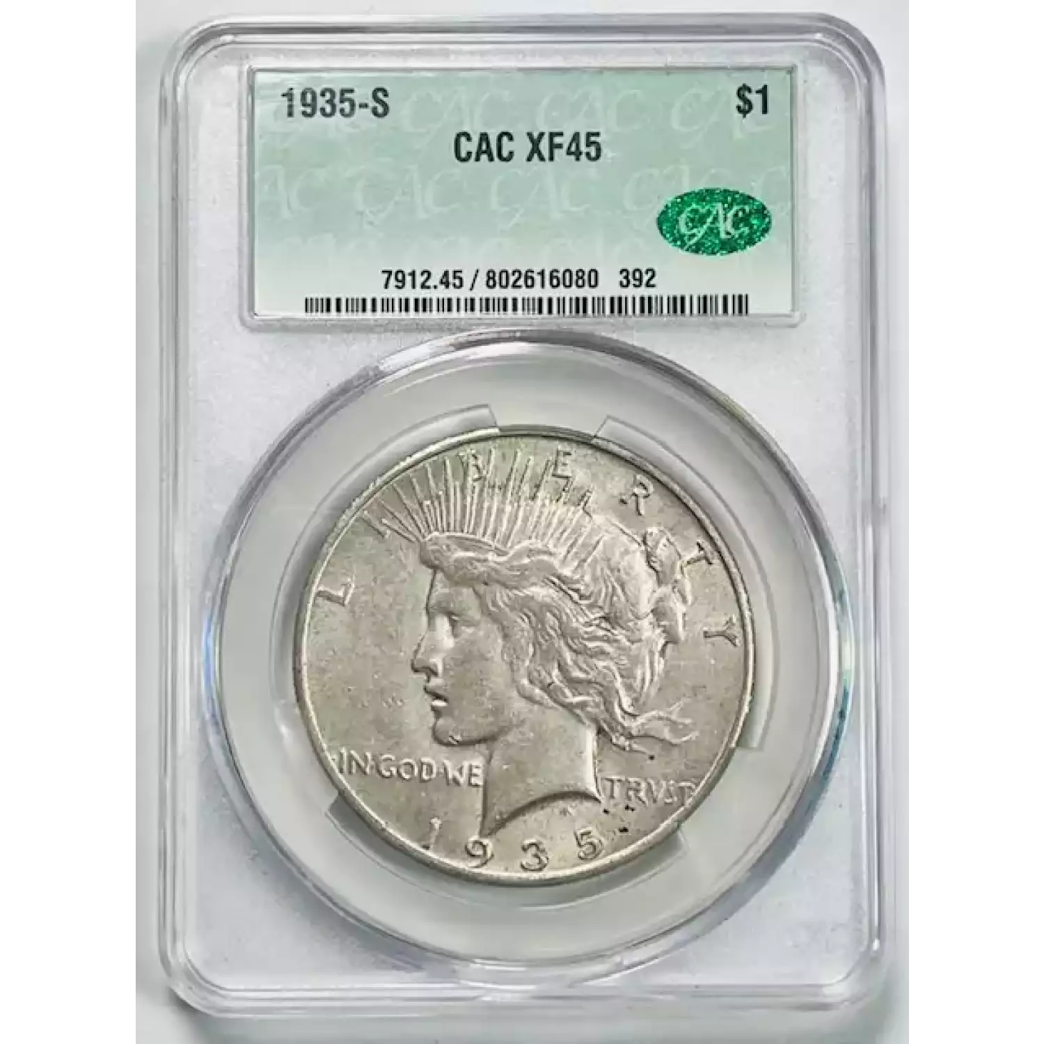 1935-S-S Peace Dollar CACG XF 45 CAC - Bob Paul Rare Coins