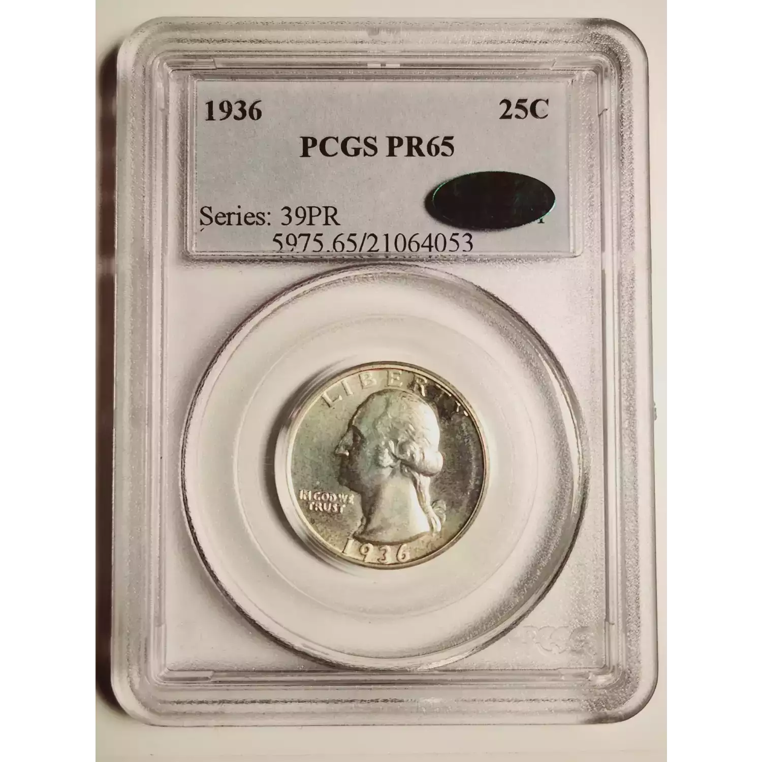 1936 Washington Quarter PCGS PR-65 CAC - Bob Paul Rare Coins