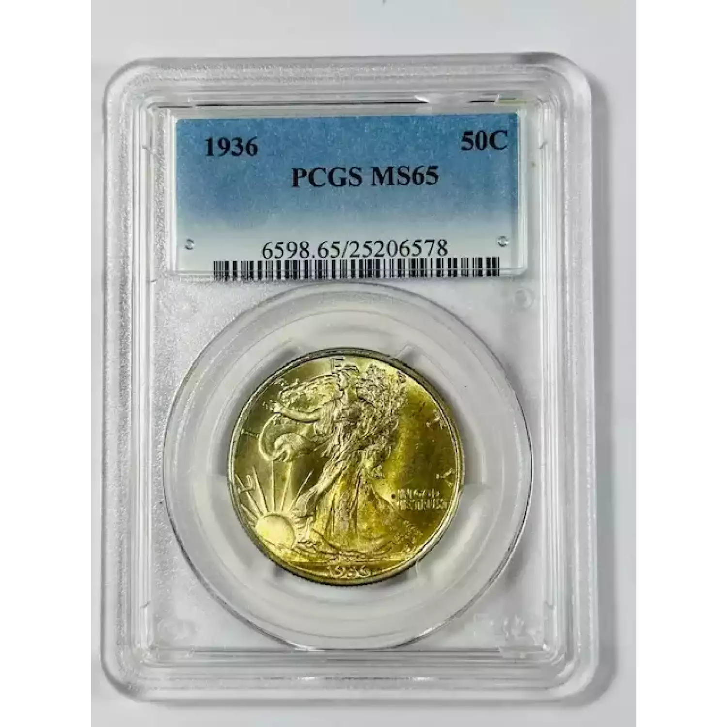 1936 Walking Liberty Half Dollar PCGS MS-65 Gold Toning! - Bob Paul ...