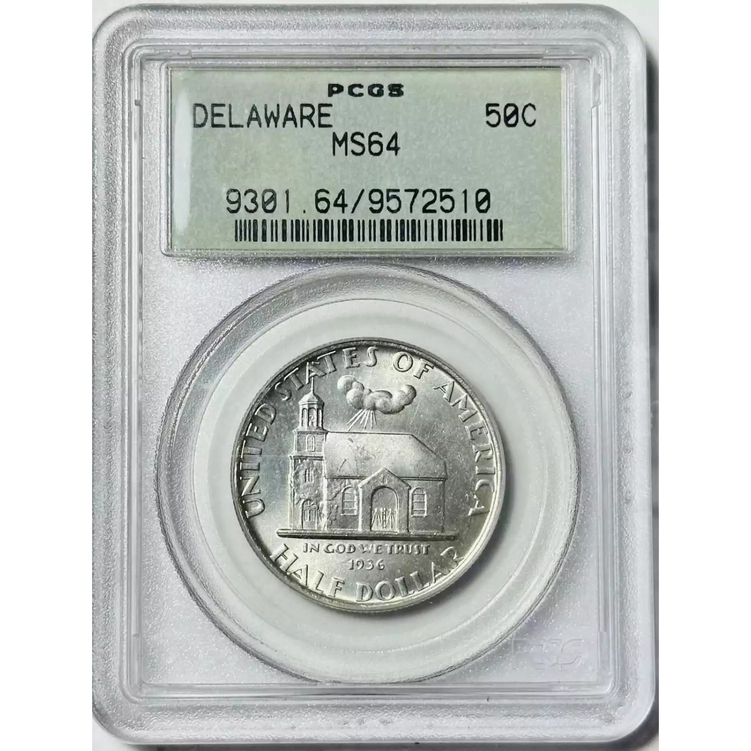 1936 Classic Commemorative Delaware Tercentenary PCGS MS-64 Delaware ...
