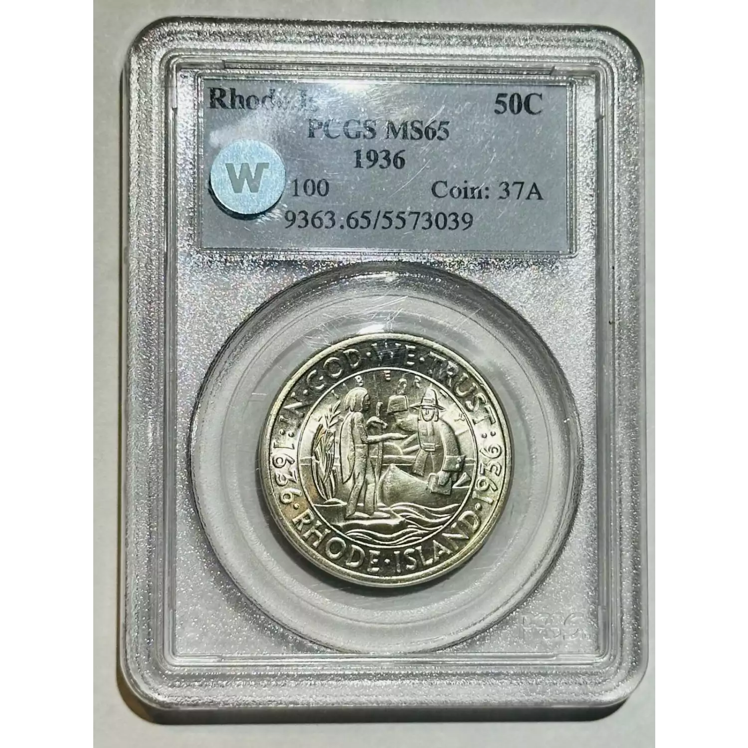 1936 Rhode Island Commemorative PCGS MS-65 Rhode Island Sight White ...