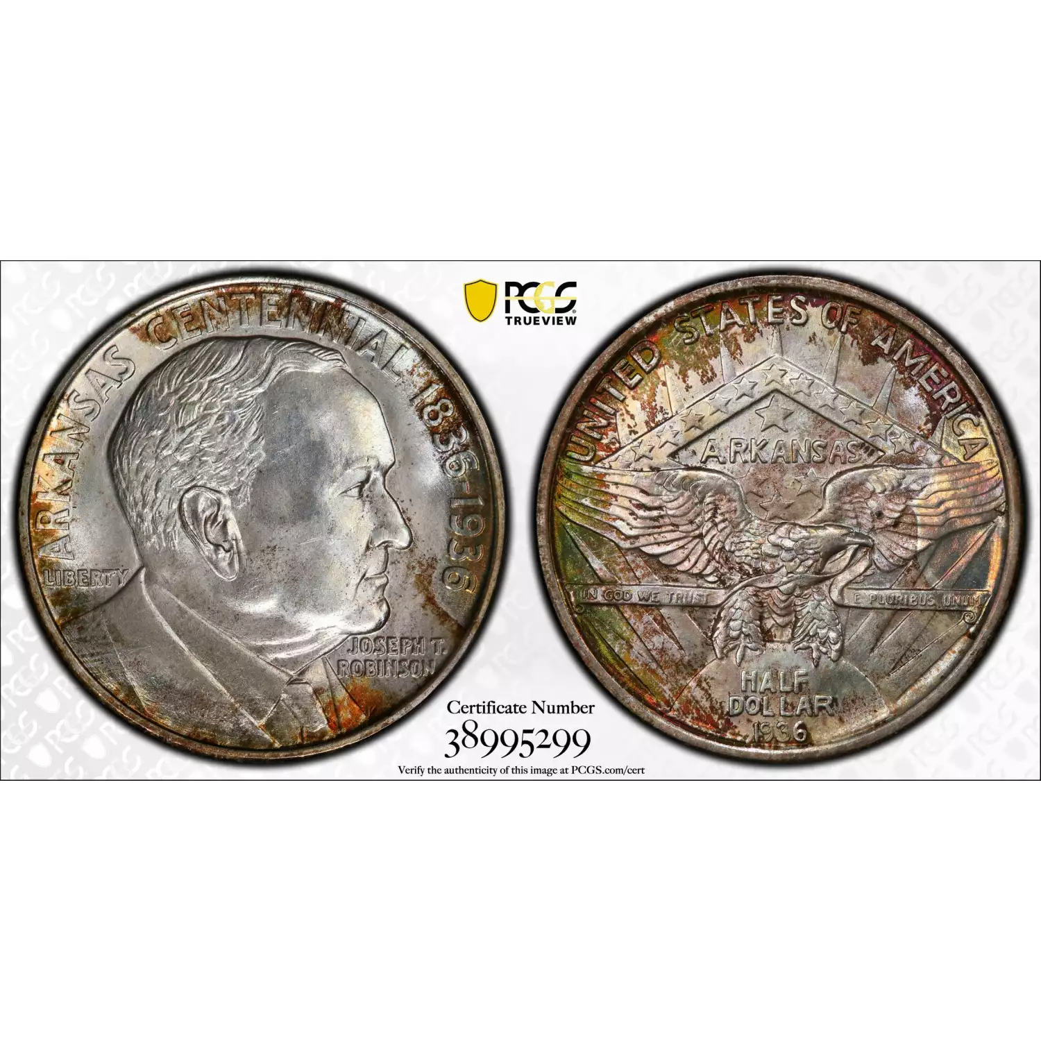 1936 Classic Commemorative Arkansas Centennial PCGS MS-67 Robinson ...