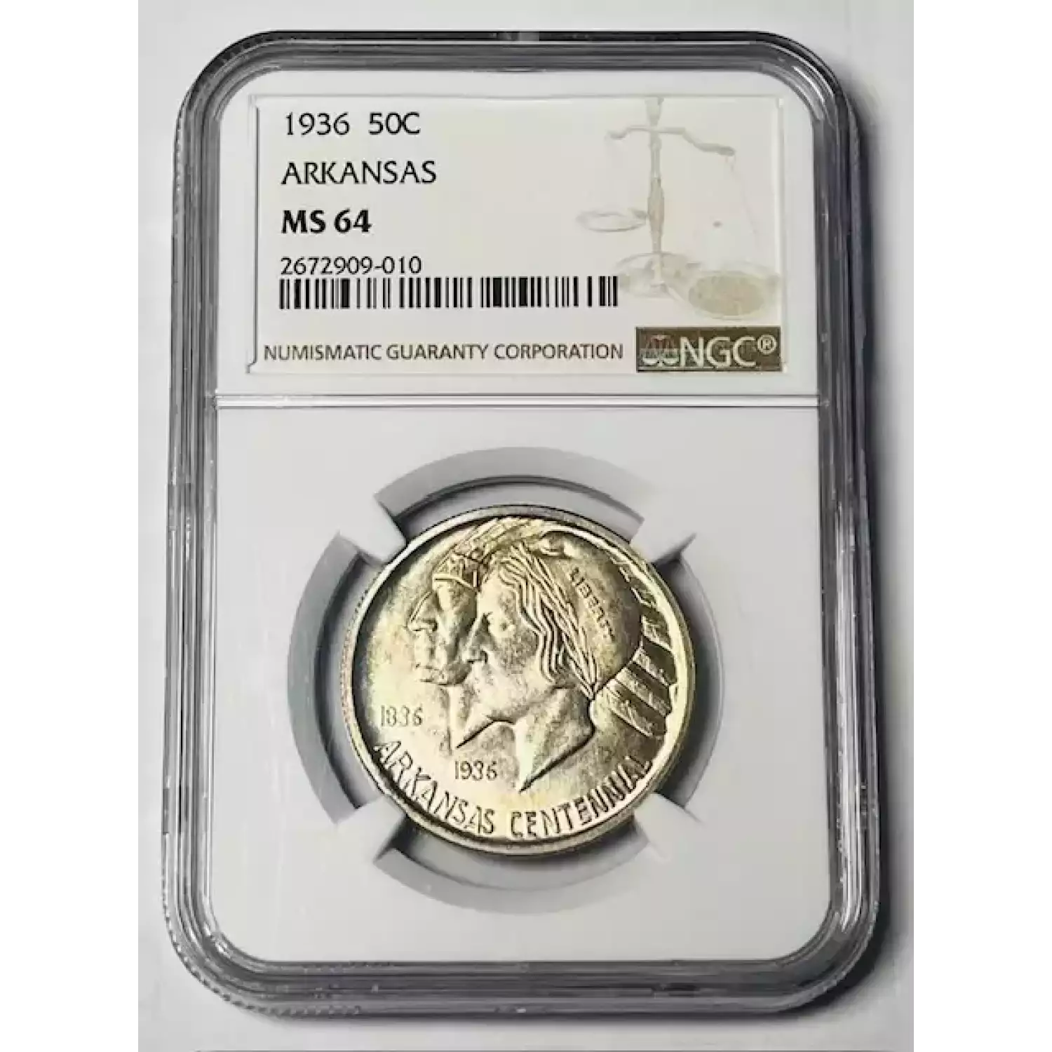 1936 Classic Commemorative Arkansas Centennial NGC MS-64 ARKANSAS - Bob ...