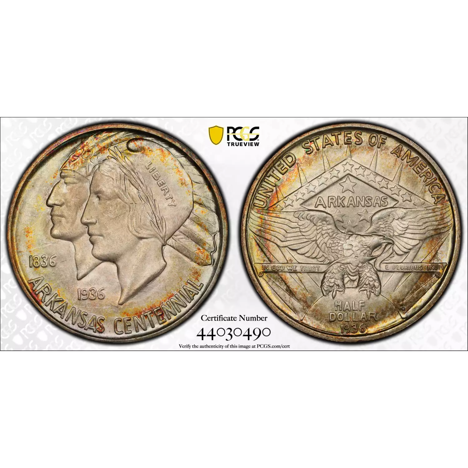 1936-D Classic Commemorative Arkansas Centennial PCGS MS-67+ Arkansas ...