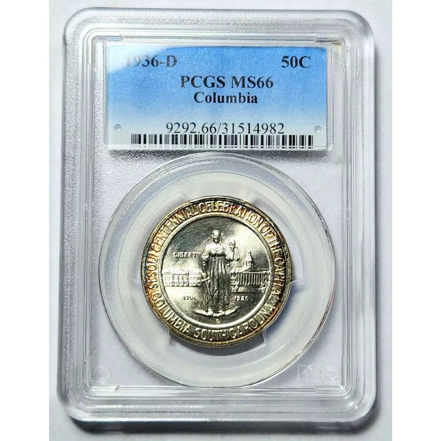 1936-D Classic Commemorative Columbia, South Carolina, Sesquicentennial ...