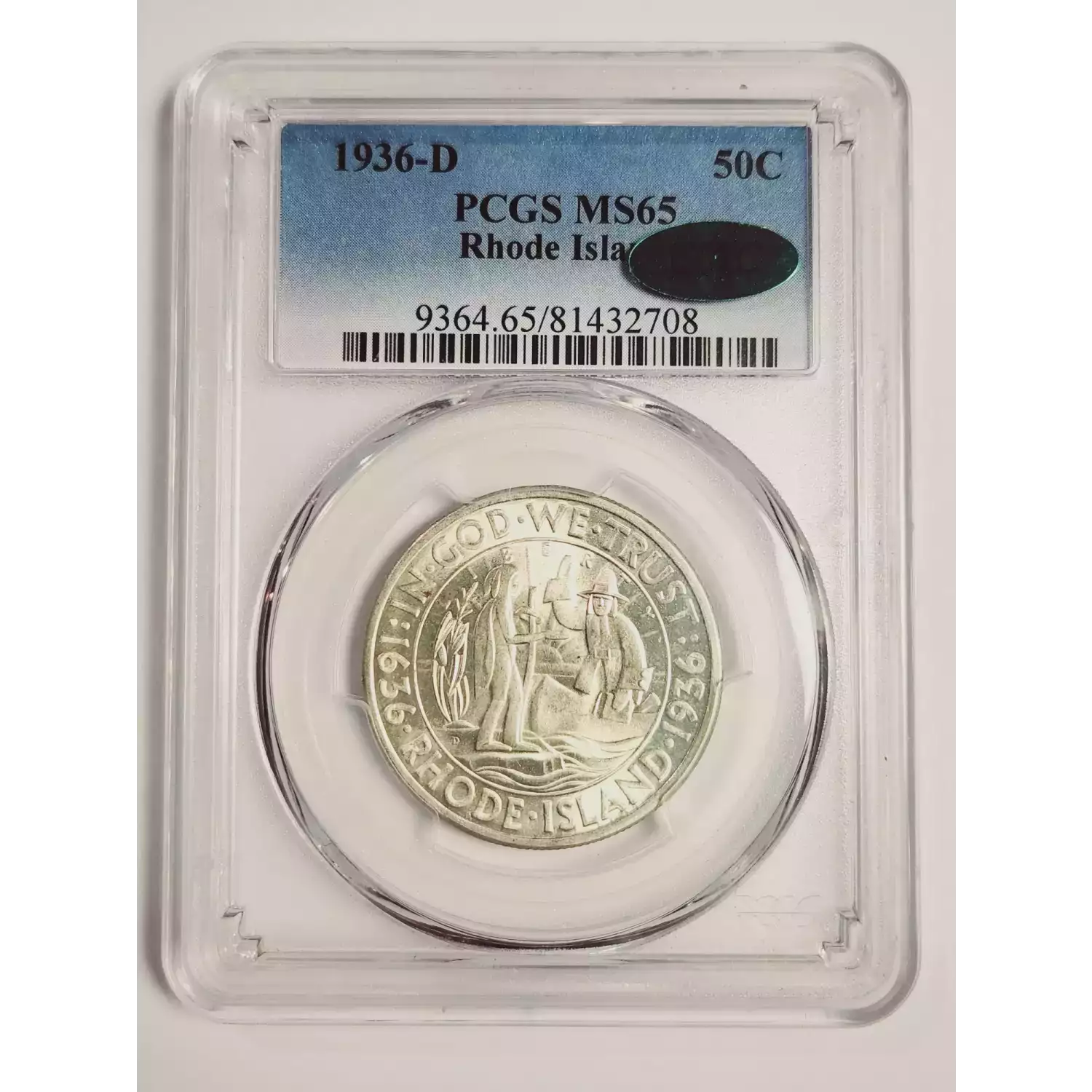 1936-D Rhode Island Commemorative PCGS MS-65 Rhode Island CAC - Bob ...