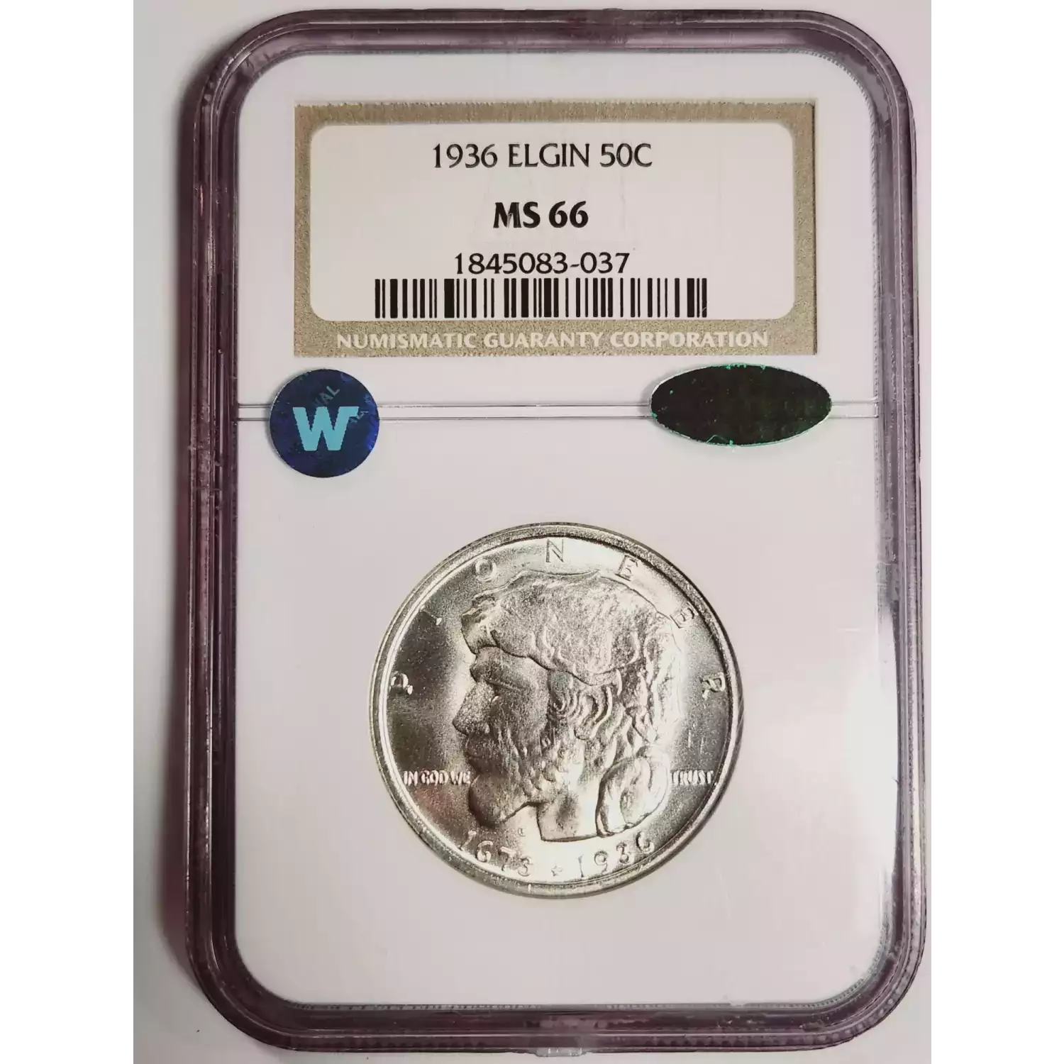 1936 Classic Commemorative Elgin, Illinois, Centennial NGC MS-66 ELGIN ...
