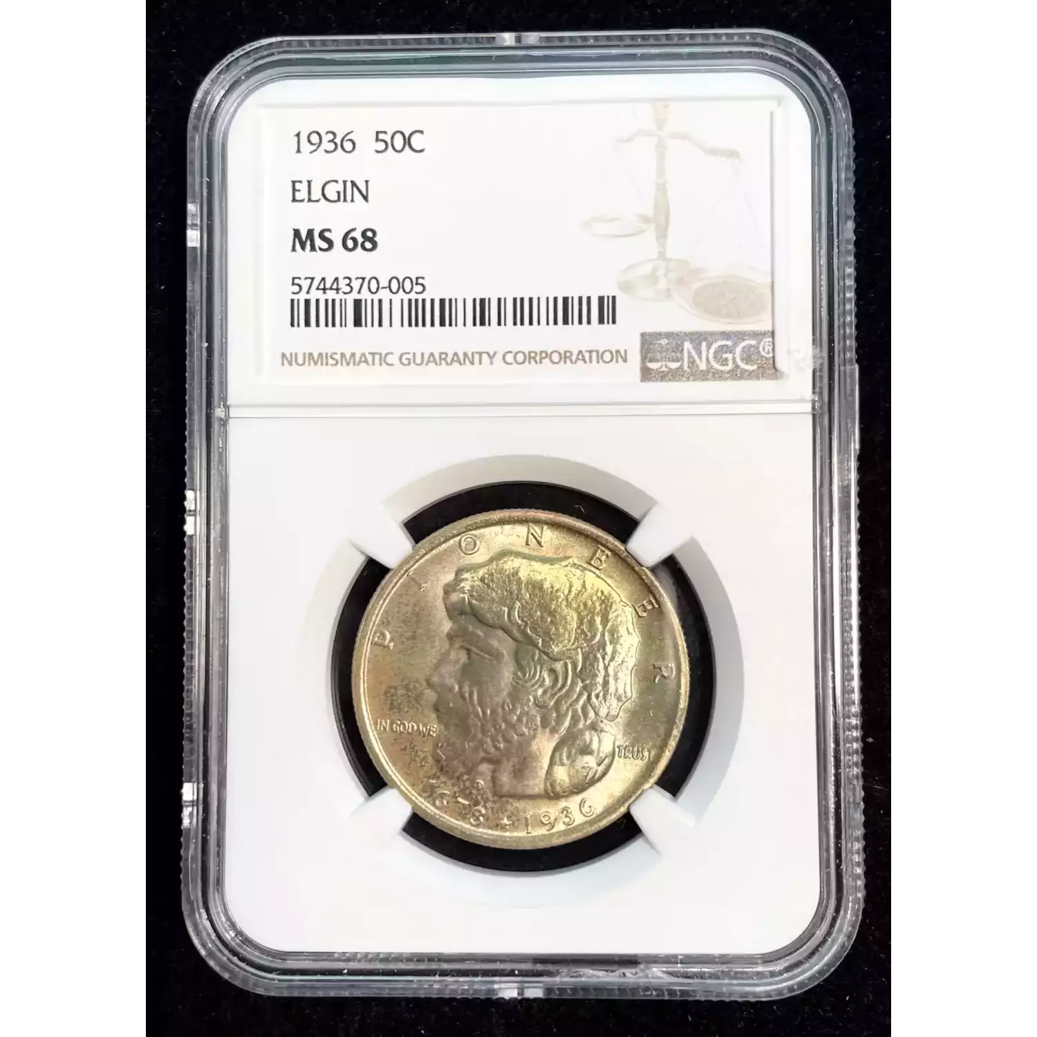 1936 Classic Commemorative Elgin, Illinois, Centennial NGC MS-68 ELGIN ...