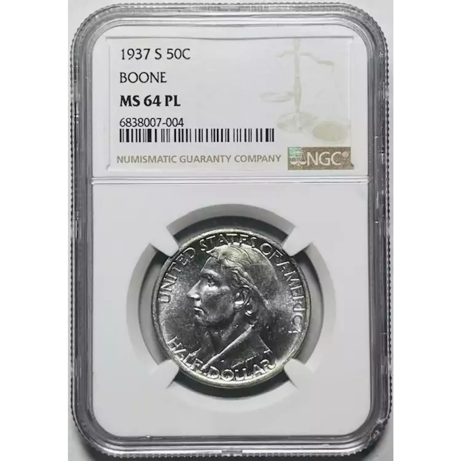 1937-S Classic Commemorative Daniel Boone Bicentennial NGC MS-64 PL ...