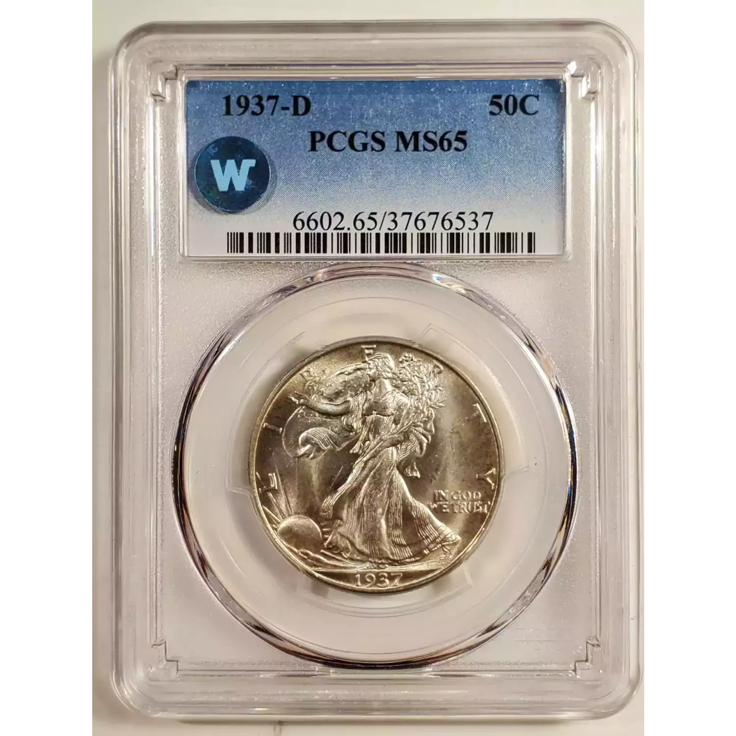 1937-D Walking Liberty Half Dollar PCGS MS-65 Sight White - Bob Paul Rare Coins