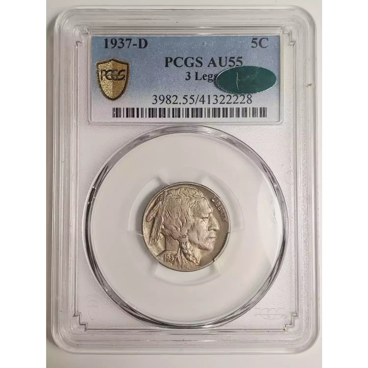 1937-D Buffalo Nickel PCGS AU-55 3 Legs CAC - Bob Paul Rare Coins