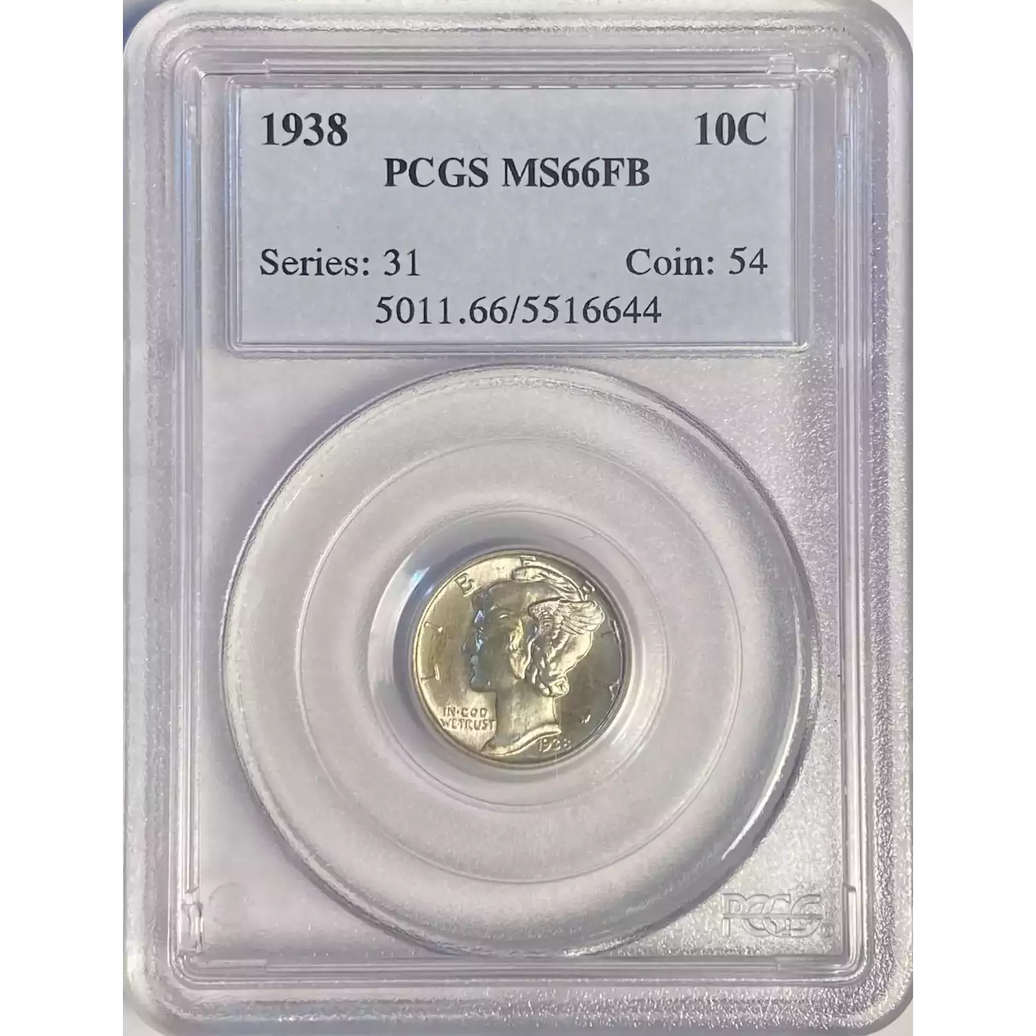 1938 Mercury Dime PCGS MS-66 FB - Bob Paul Rare Coins