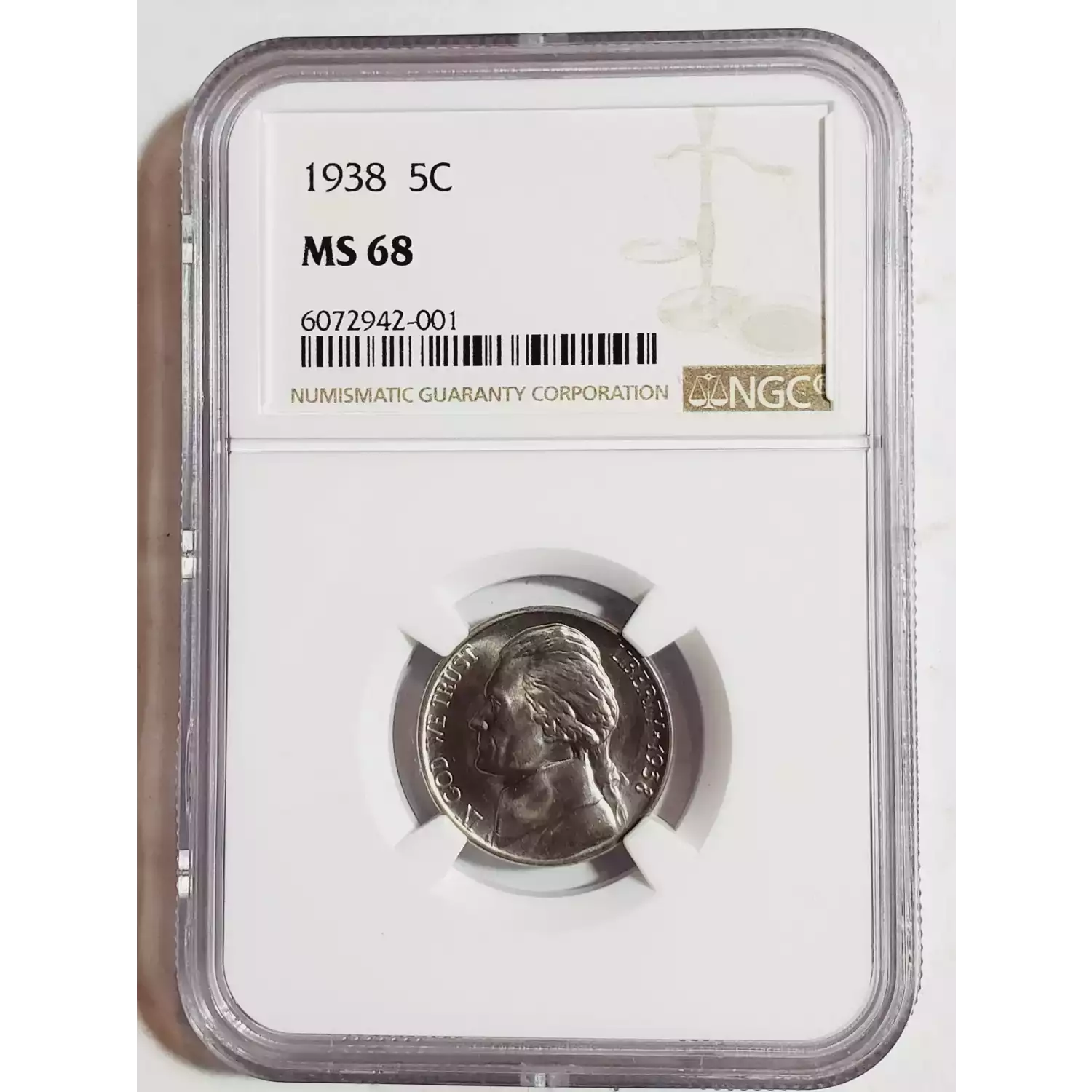 1938 Nickel Jefferson NGC MS-68 - Bob Paul Rare Coins