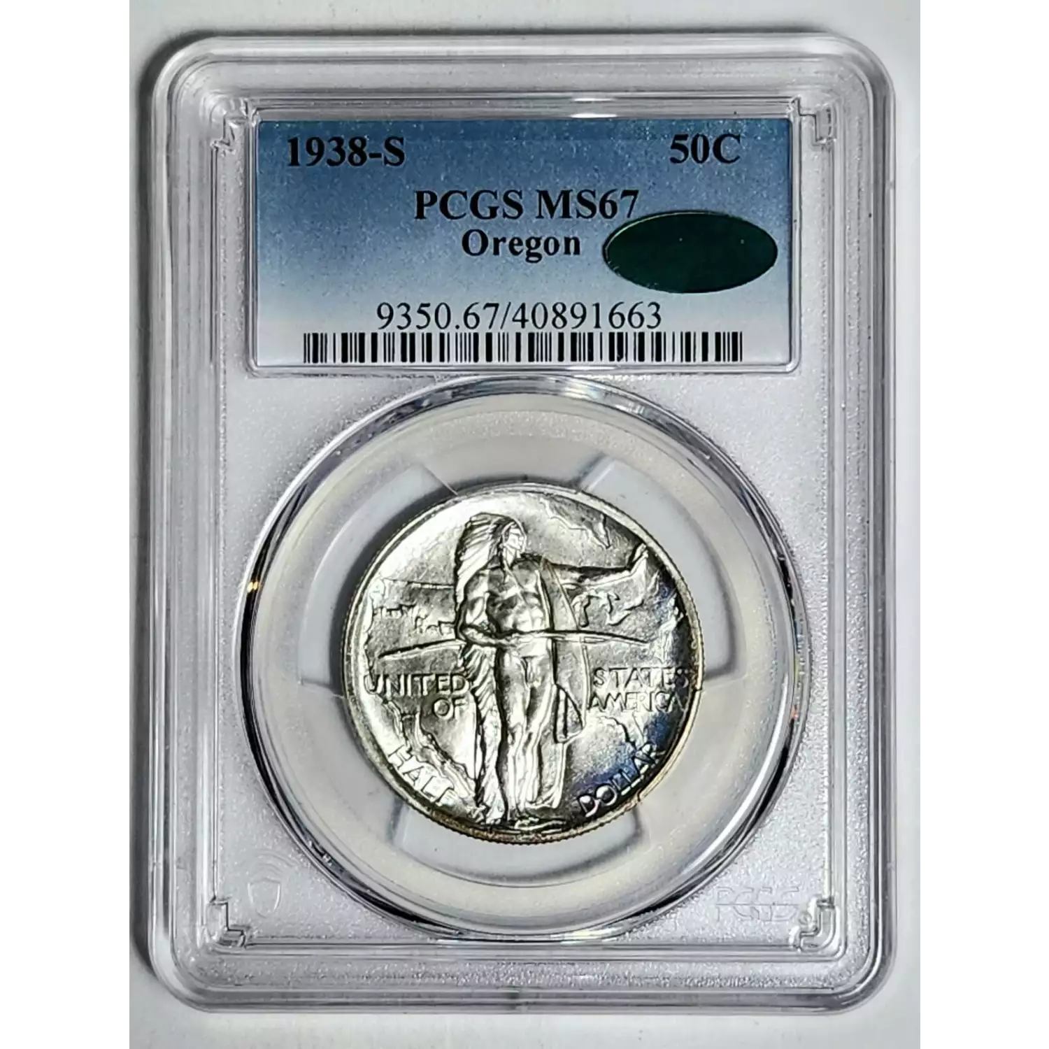 1938-S Classic Commemorative Oregon Trail Memorial PCGS MS-67 Oregon - WHITE! WOW GLOWS CAC ...