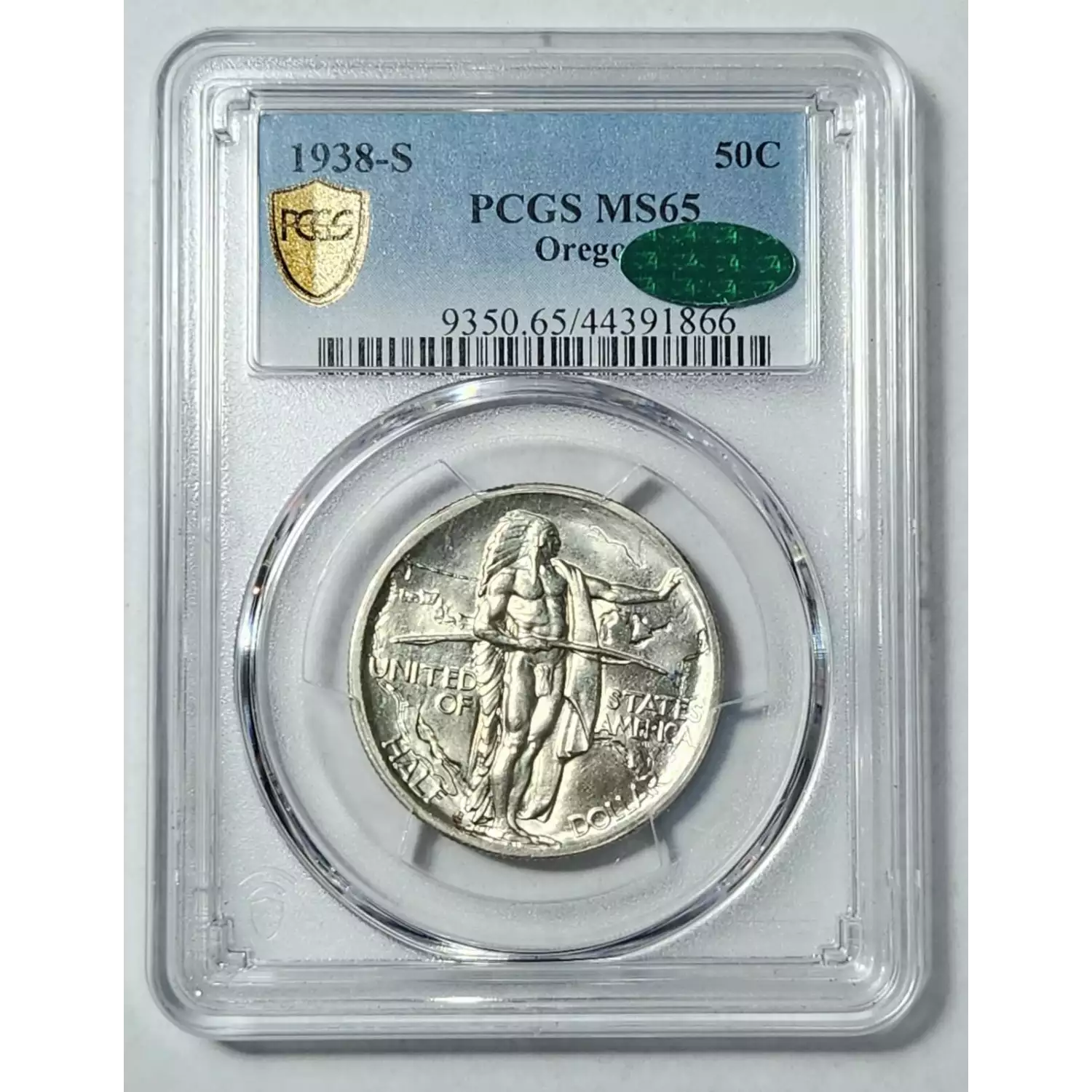 1938-S Classic Commemorative Oregon Trail Memorial PCGS MS-65 Oregon - CAC CAC - Bob Paul Rare Coins