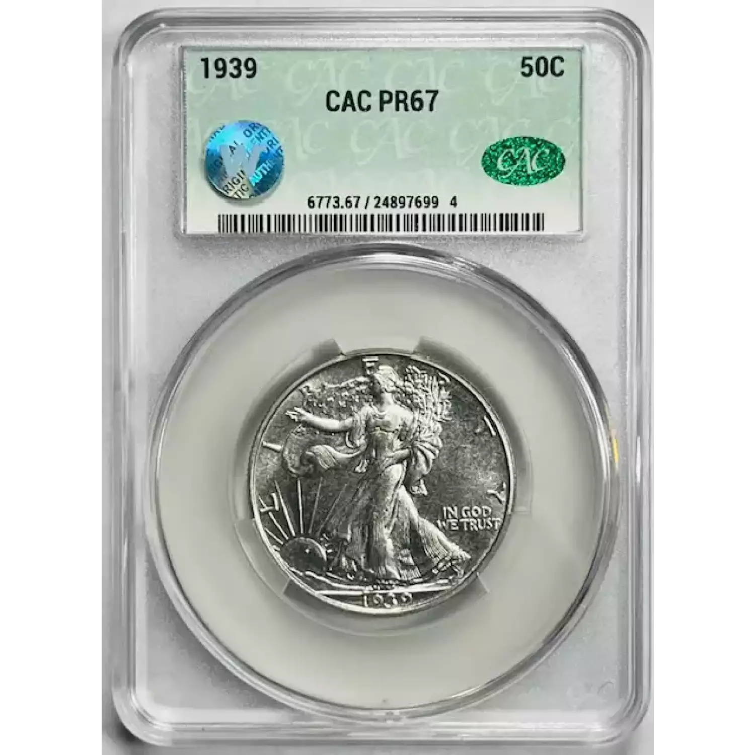 1939 Walking Liberty Half Dollar CACG PR 67 CAC, Sight White - Bob Paul ...