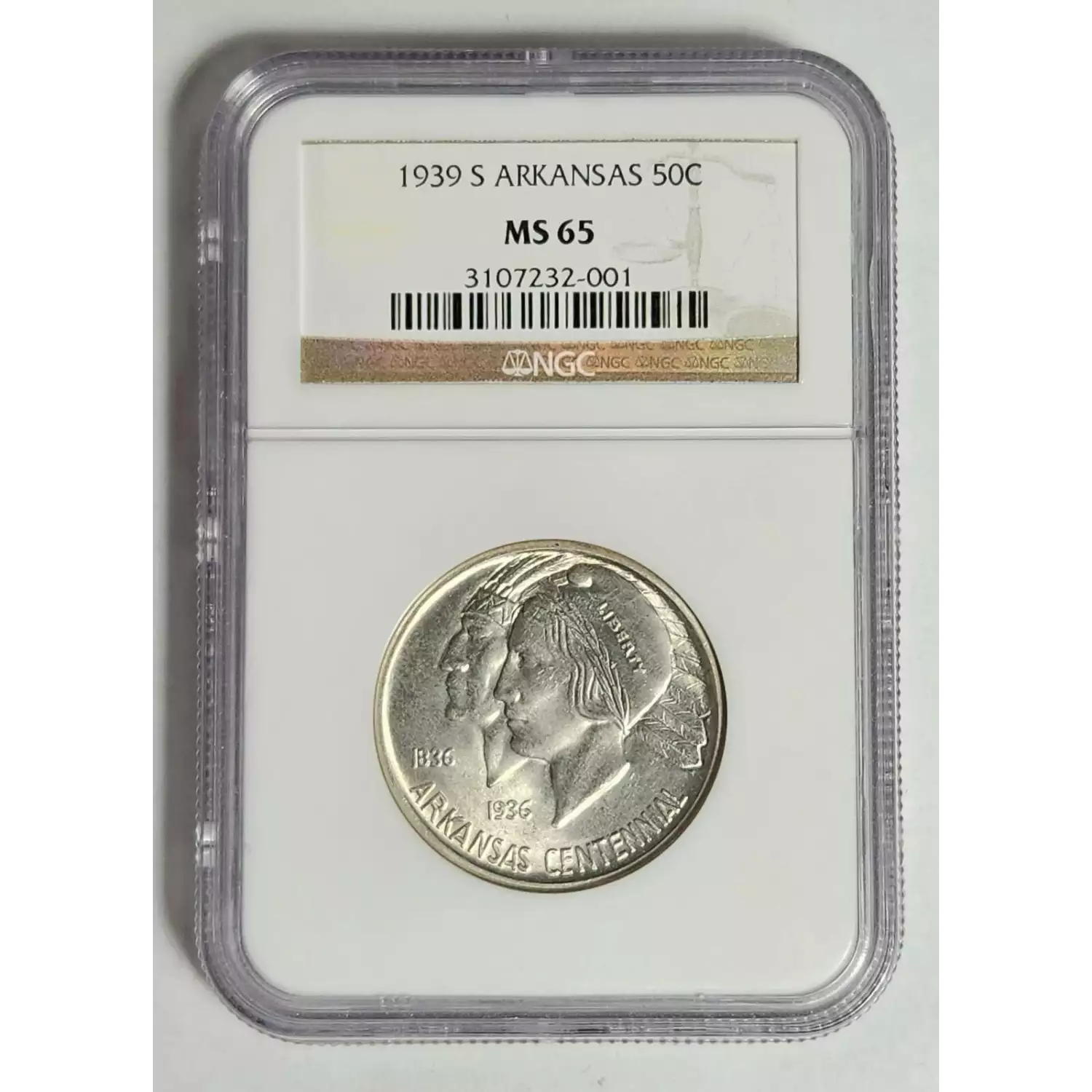 1939-S Classic Commemorative Arkansas Centennial NGC MS-65 ARKANSAS ...