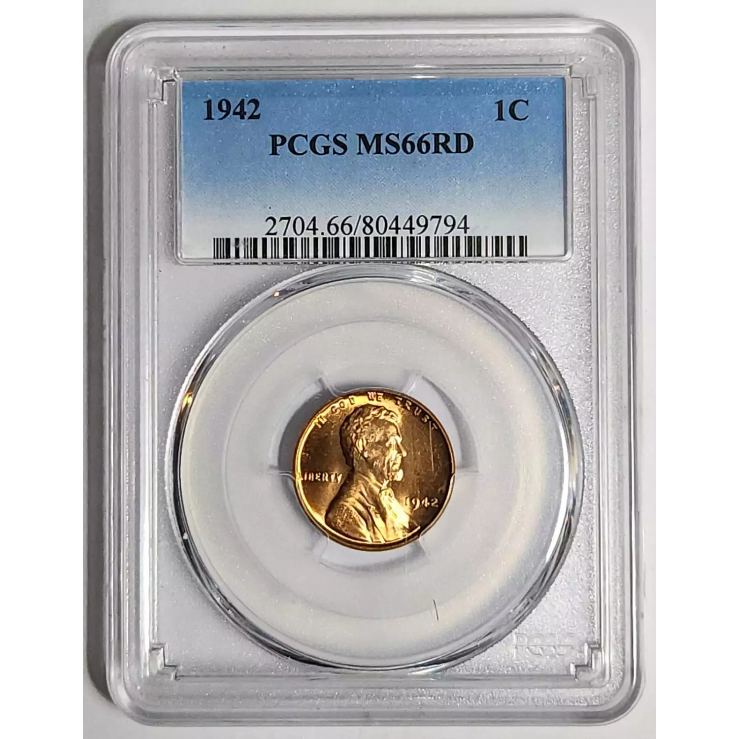 1942 Small Cents Lincoln, Wheat Ears Reverse PCGS MS-66 RD - Bob Paul ...